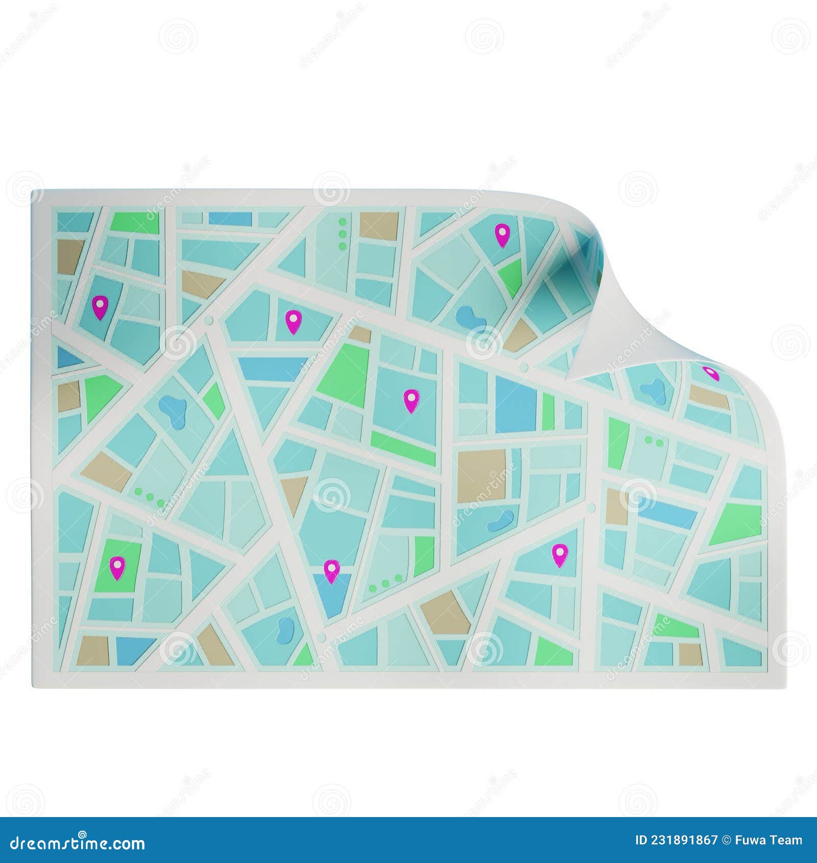 3D Map Illustration stock illustration. Illustration of drawing - 231891867