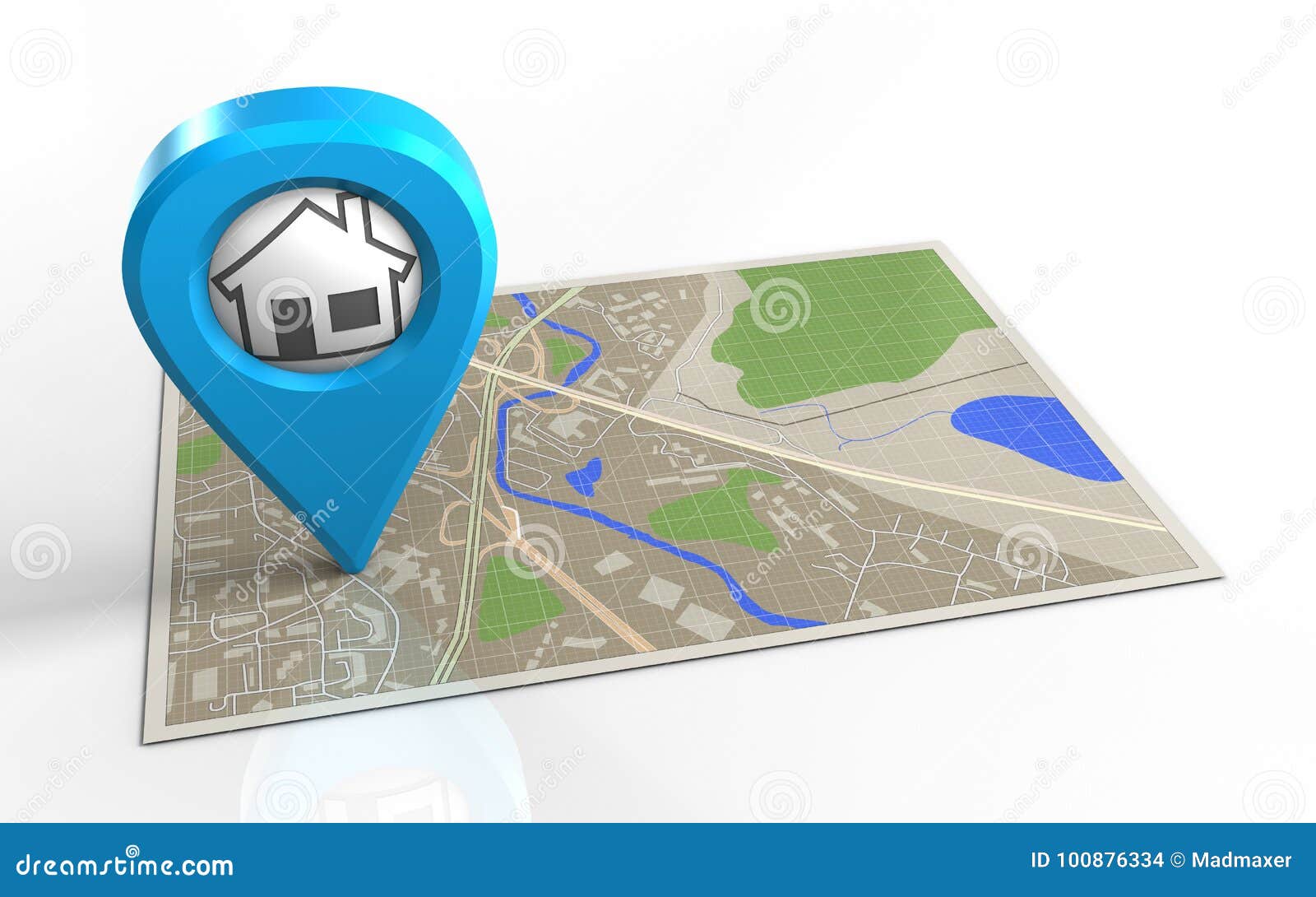 3d map stock illustration. Illustration of home, blue - 100876334