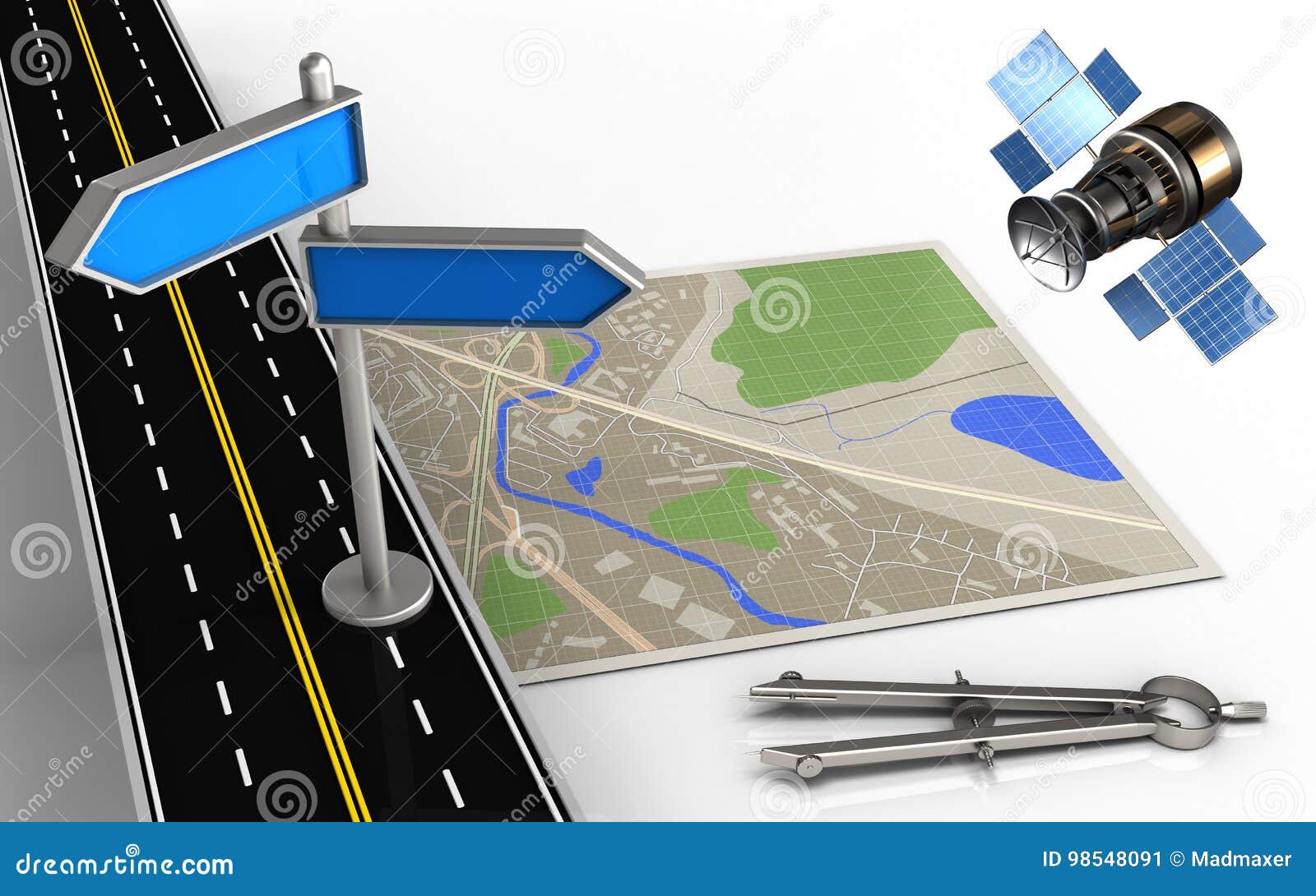 3d map stock illustration. Illustration of navigation - 98548091