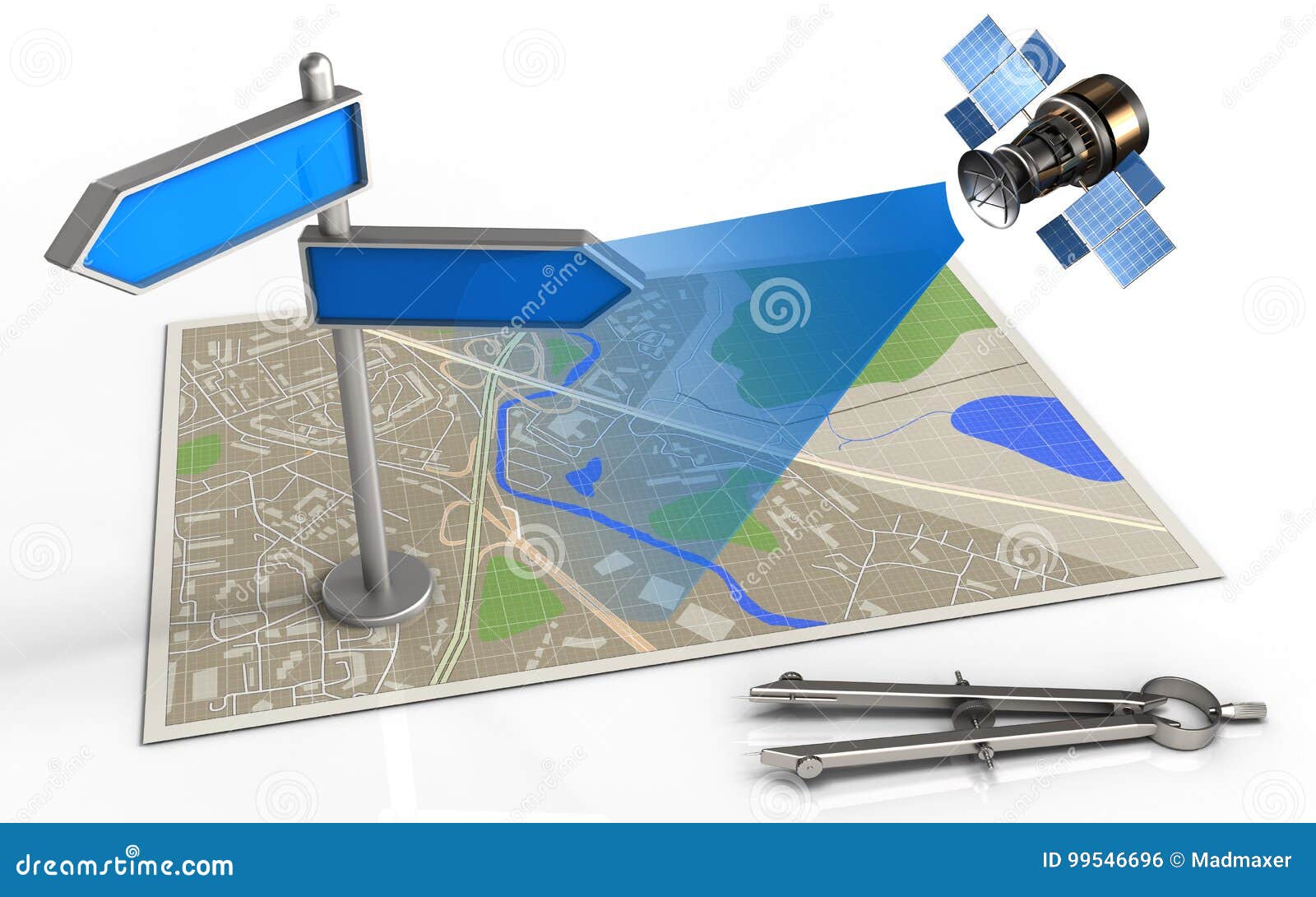 3d map stock illustration. Illustration of roadmap, system - 99546696