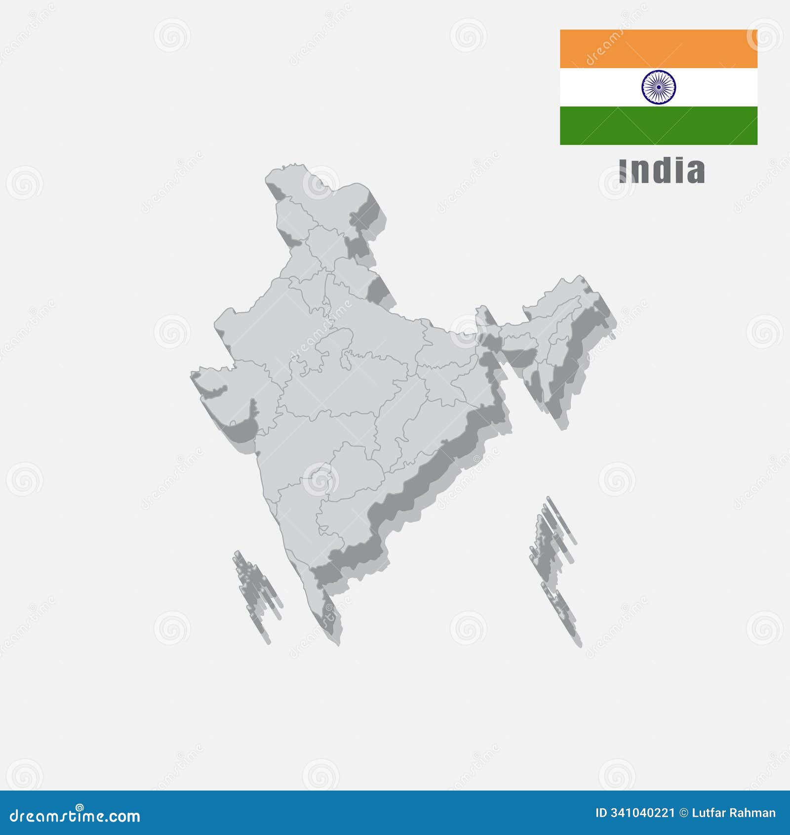 3D Map of India with Separated Sections on a White Background Stock ...