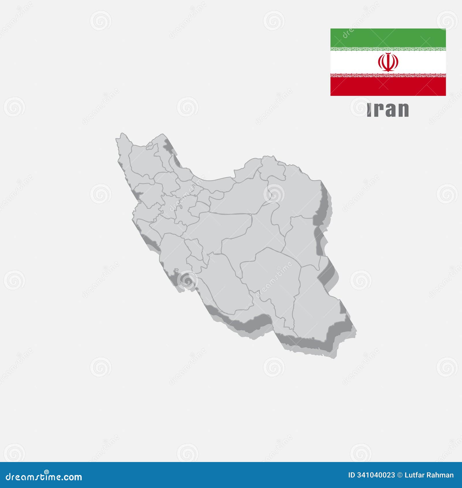 3D Map of Iran with Separated Sections on a White Background Stock ...