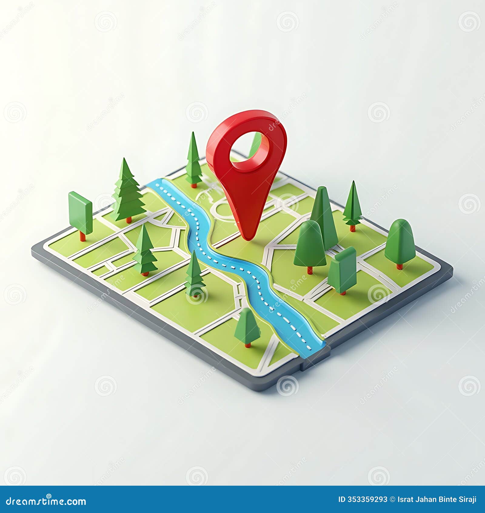 3D Map Location Navigate on a White Background Stock Illustration ...