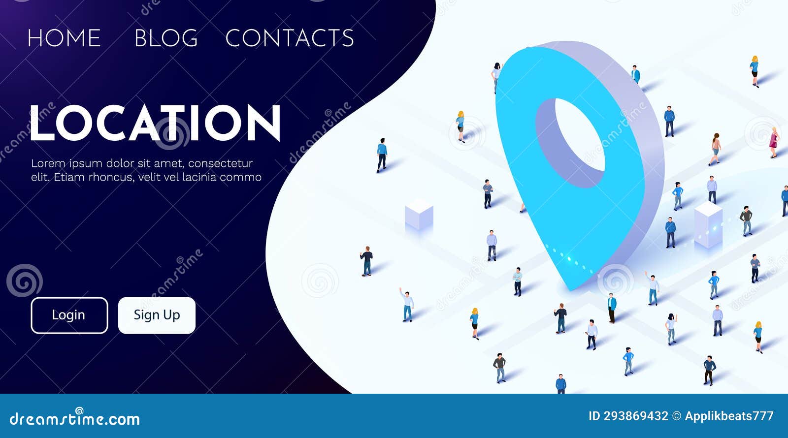 3d Map Marker with People Crowd. Navigation and Address Concept Stock ...