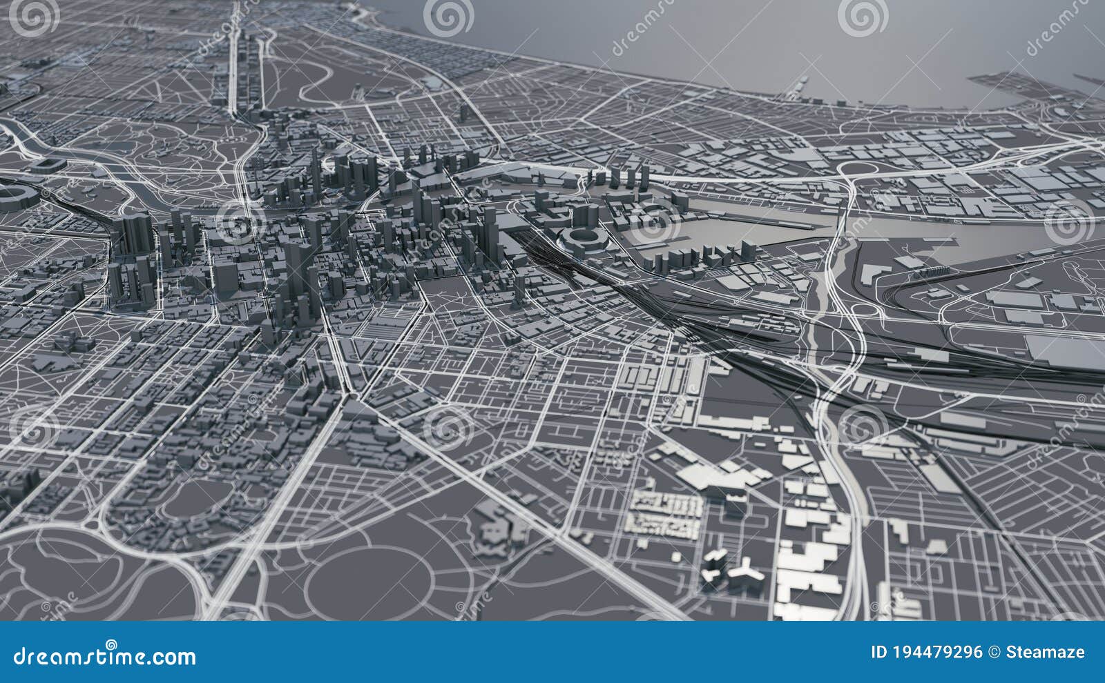Melbourne city 3d map. stock illustration. Illustration of road - 194479296
