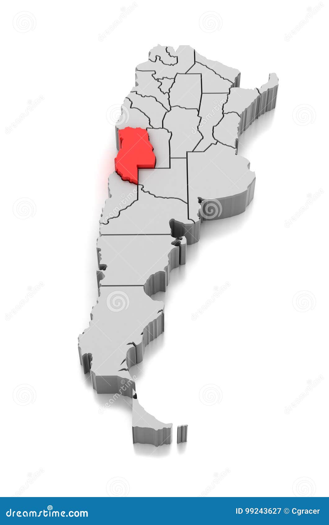 Map of Mendoza Province, Argentina. Stock Illustration - Illustration ...