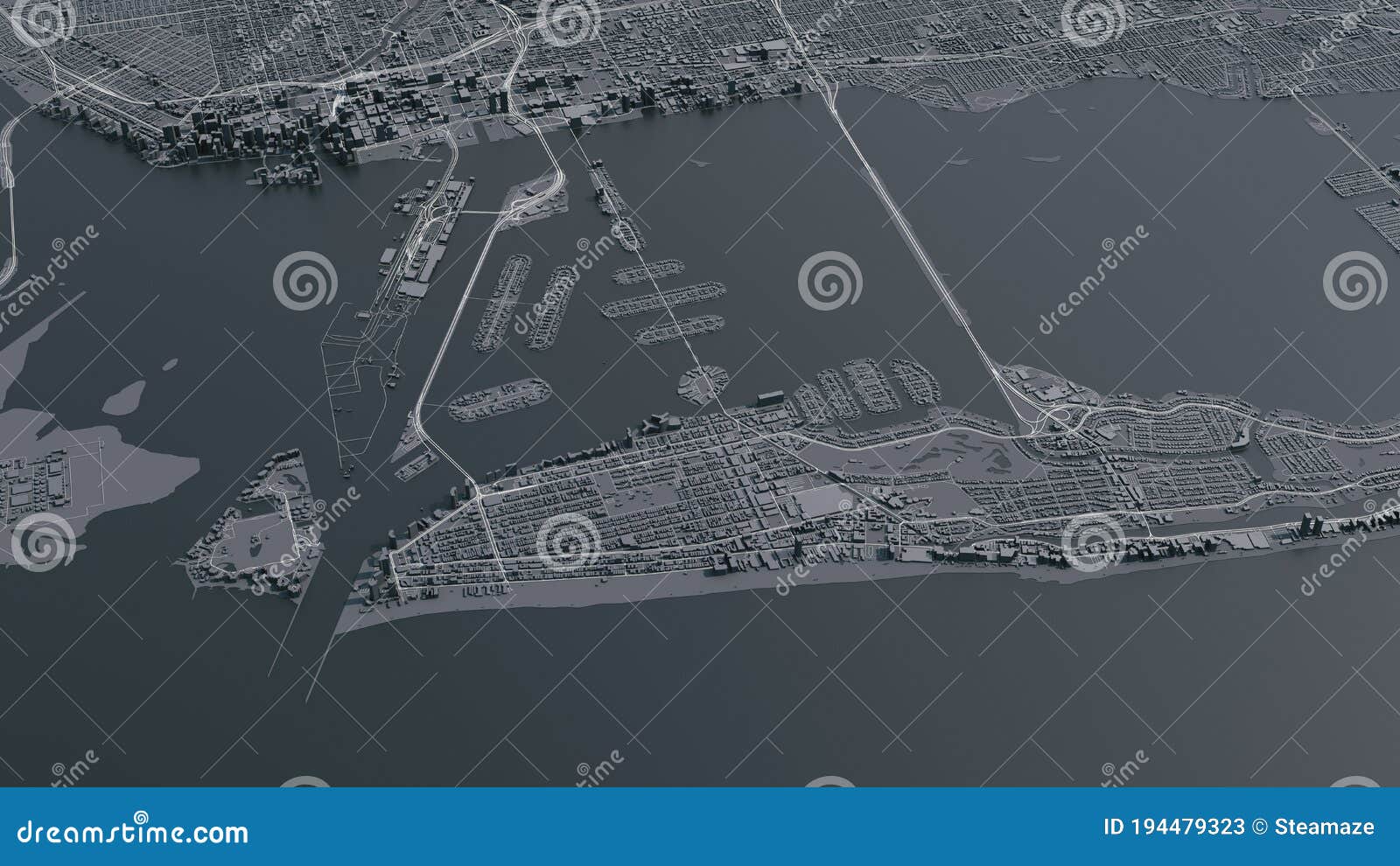 Miami city 3d map. stock illustration. Illustration of travel - 194479323