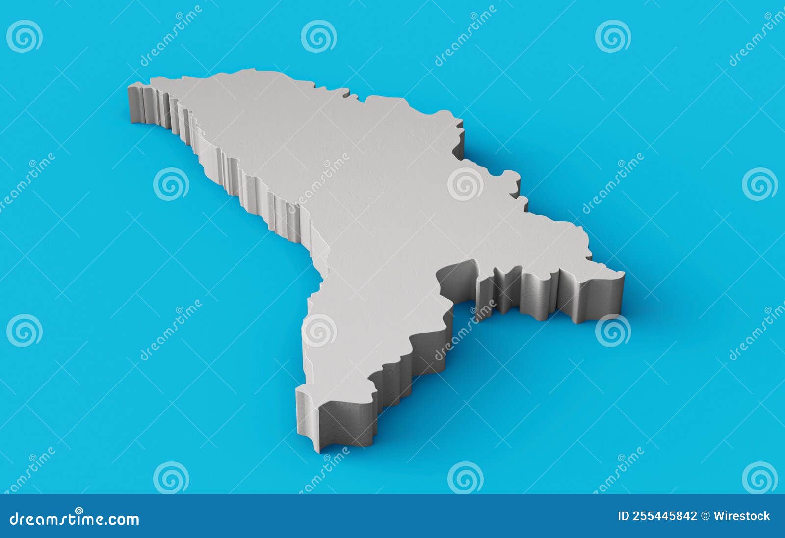 3D Map of Moldova Isolated on Blue Background Stock Illustration ...