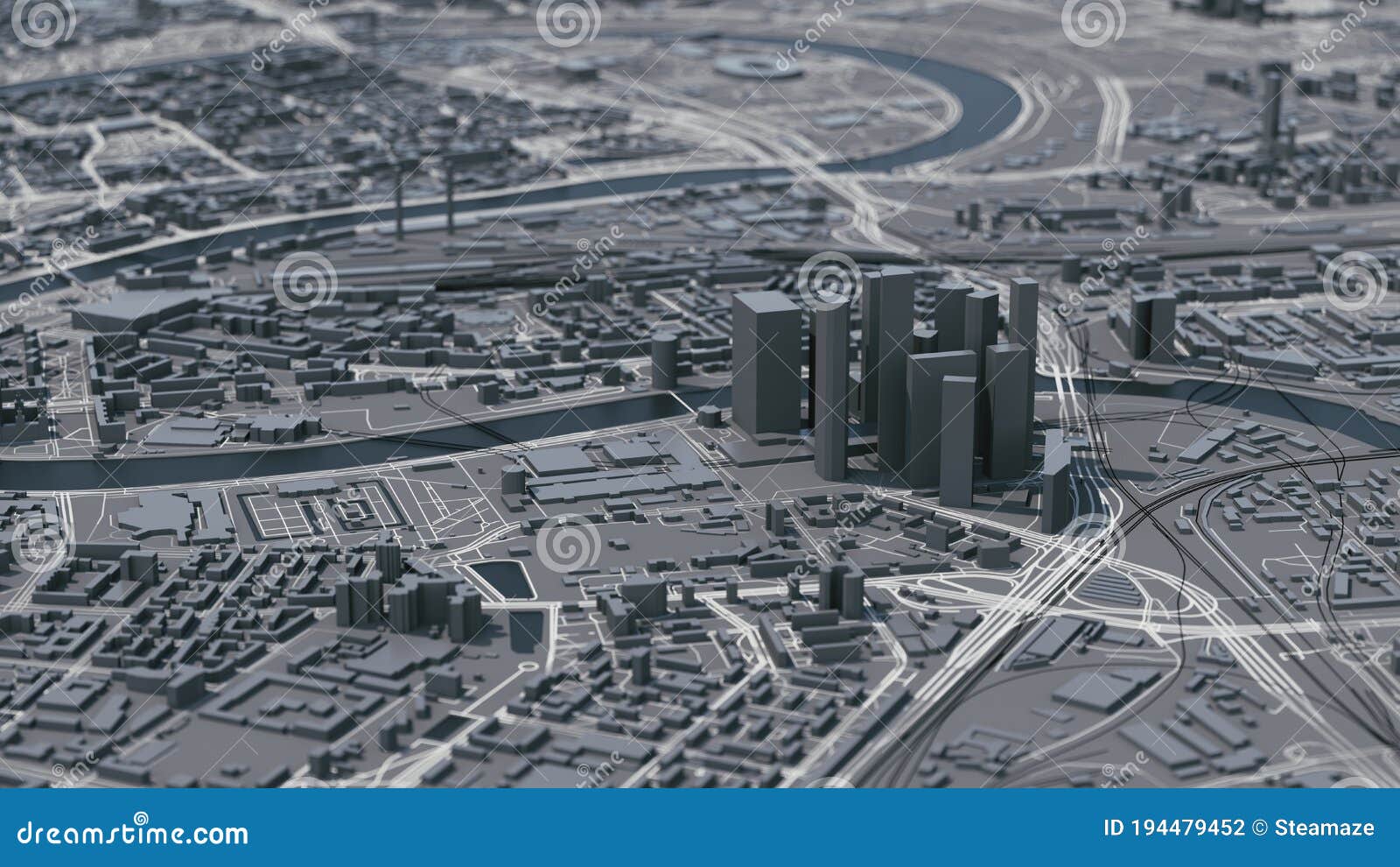 Moscow city 3d map. stock illustration. Illustration of aerial - 194479452