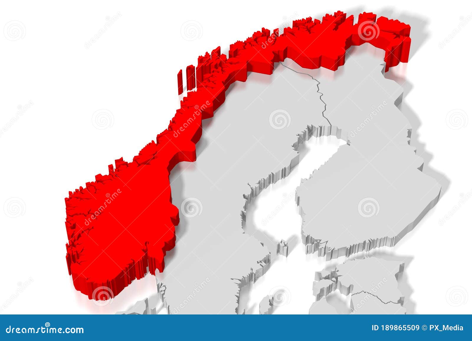 Norway - Political Map, Red Country Shape, Borders Stock Illustration ...