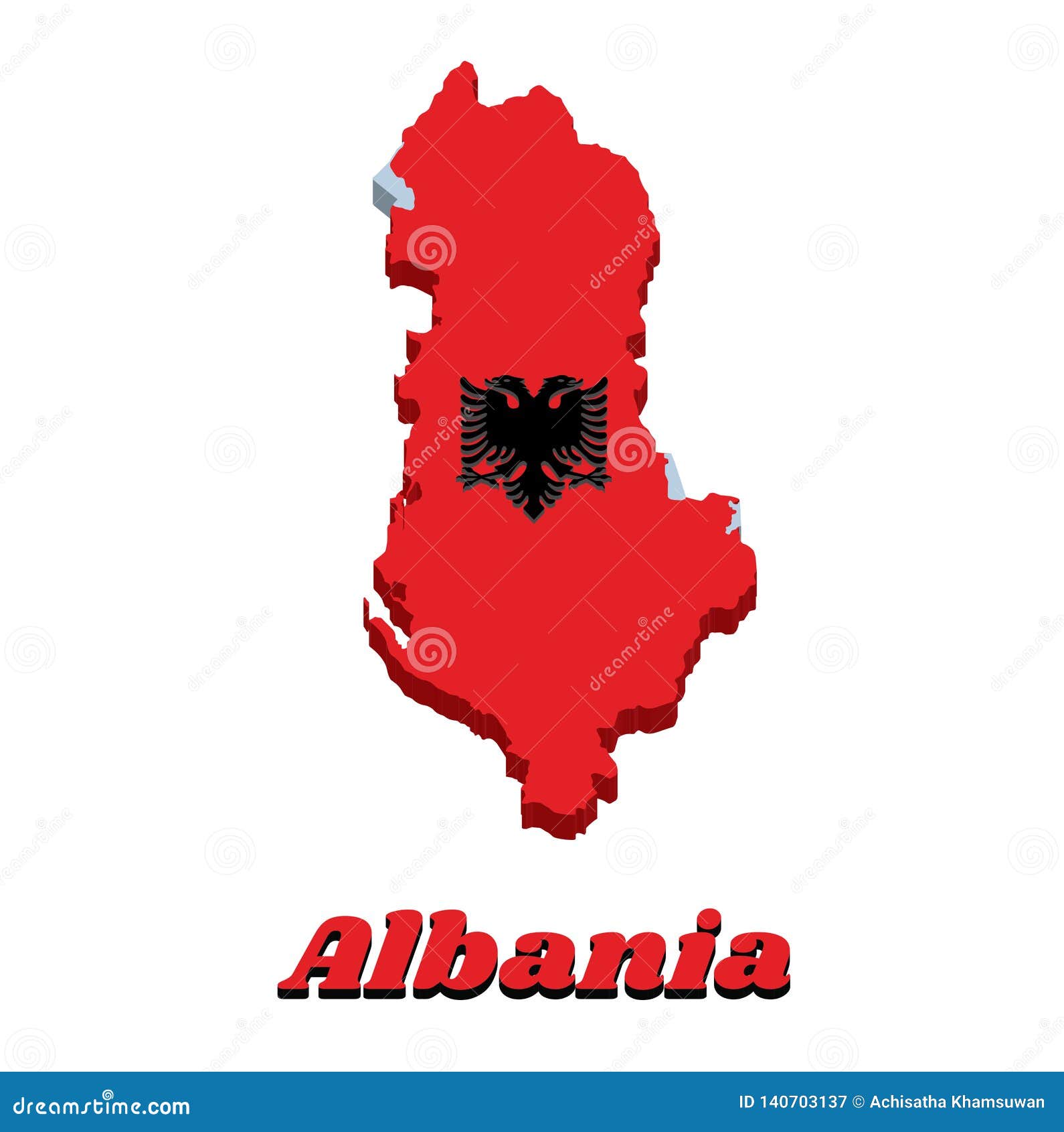 Outline Map Of Albania With Counties In Black Background Stock ...
