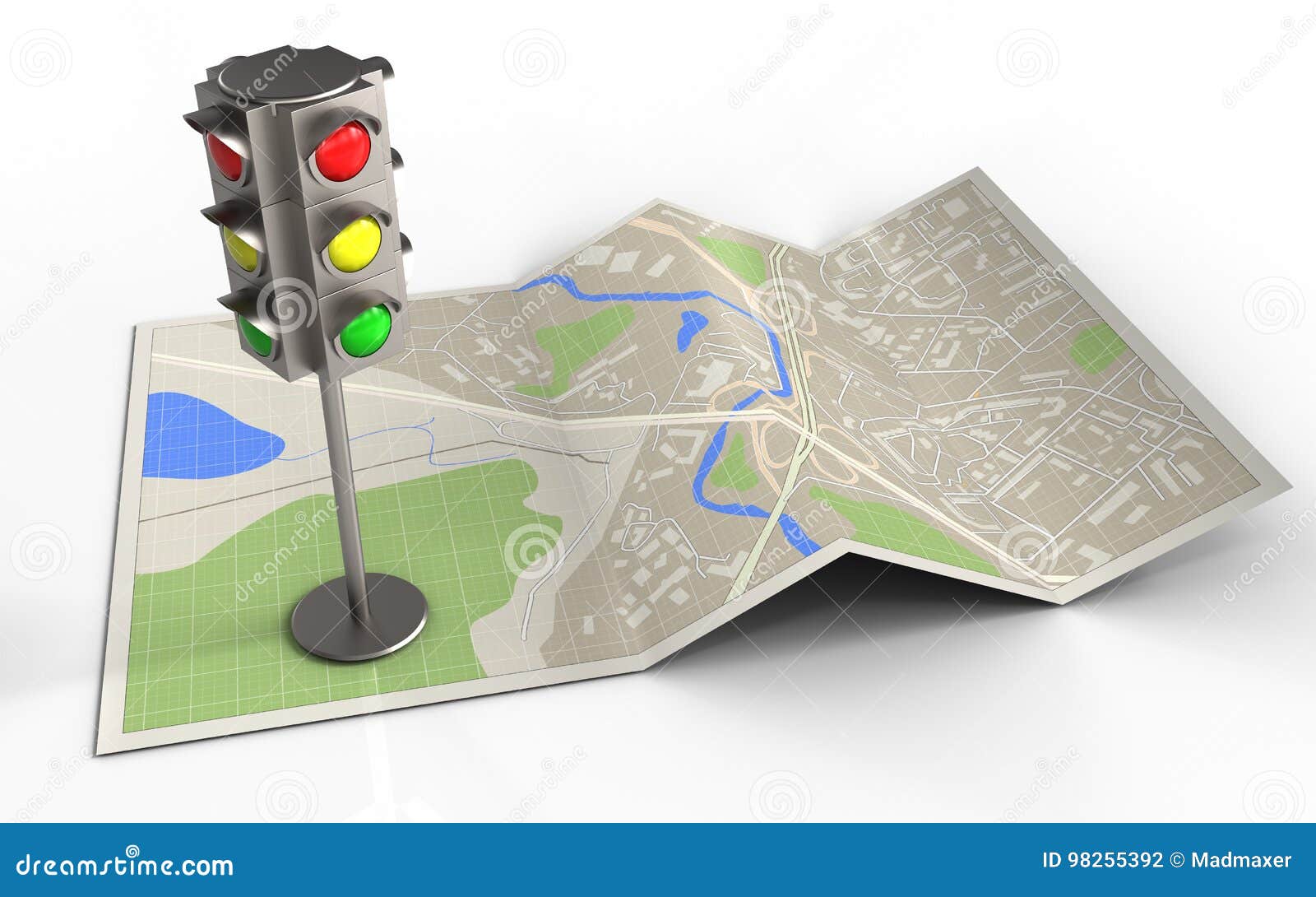 3d map paper stock illustration. Illustration of street - 98255392