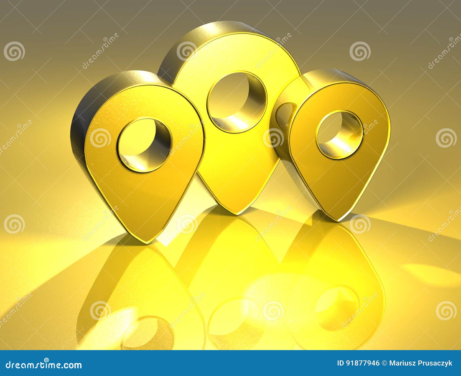 3D Map Pins Gold Sign stock illustration. Illustration of creativity ...