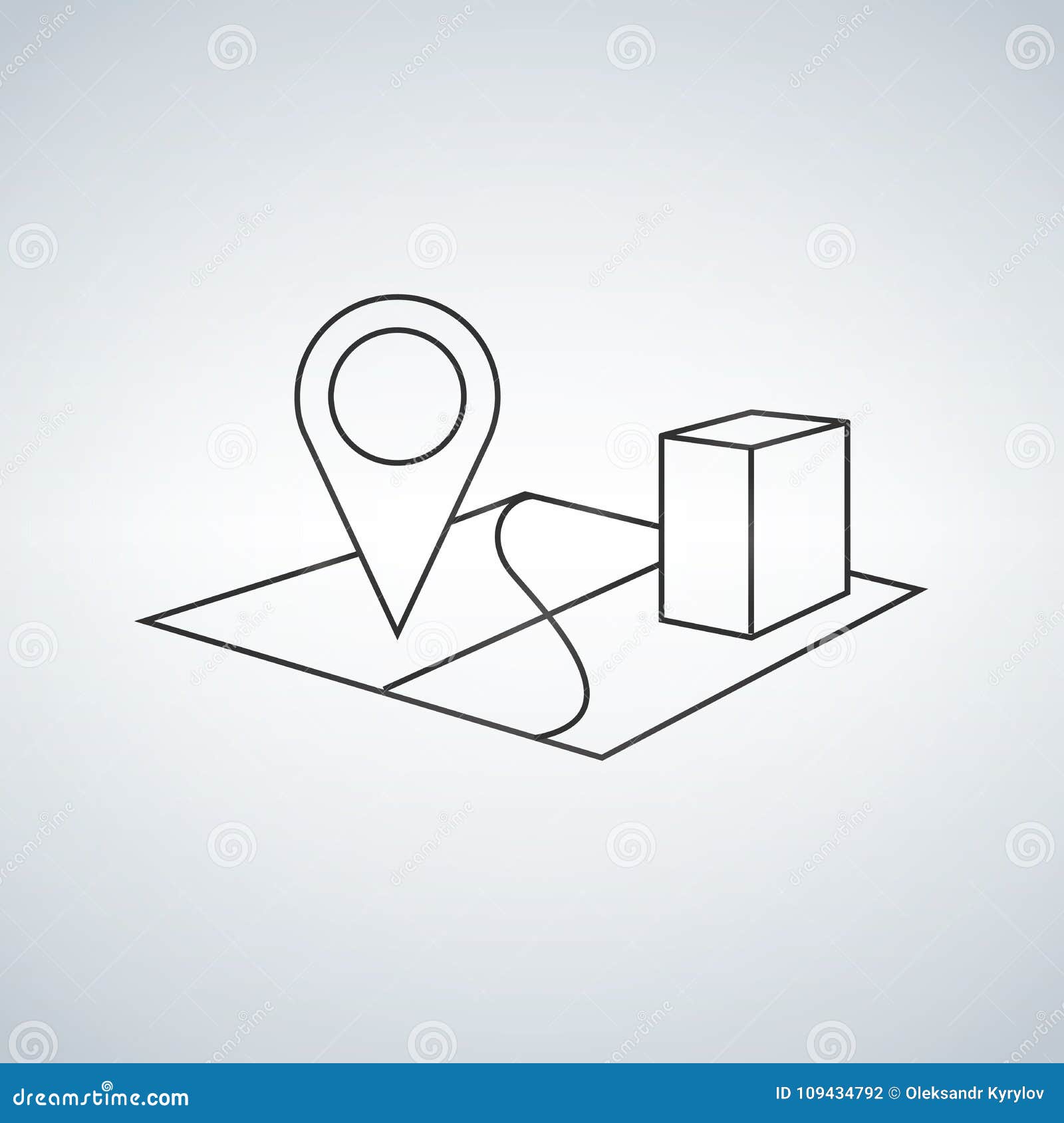 3d Map Pointer Line Icon Mobile Gps Navigation And Location Graphics