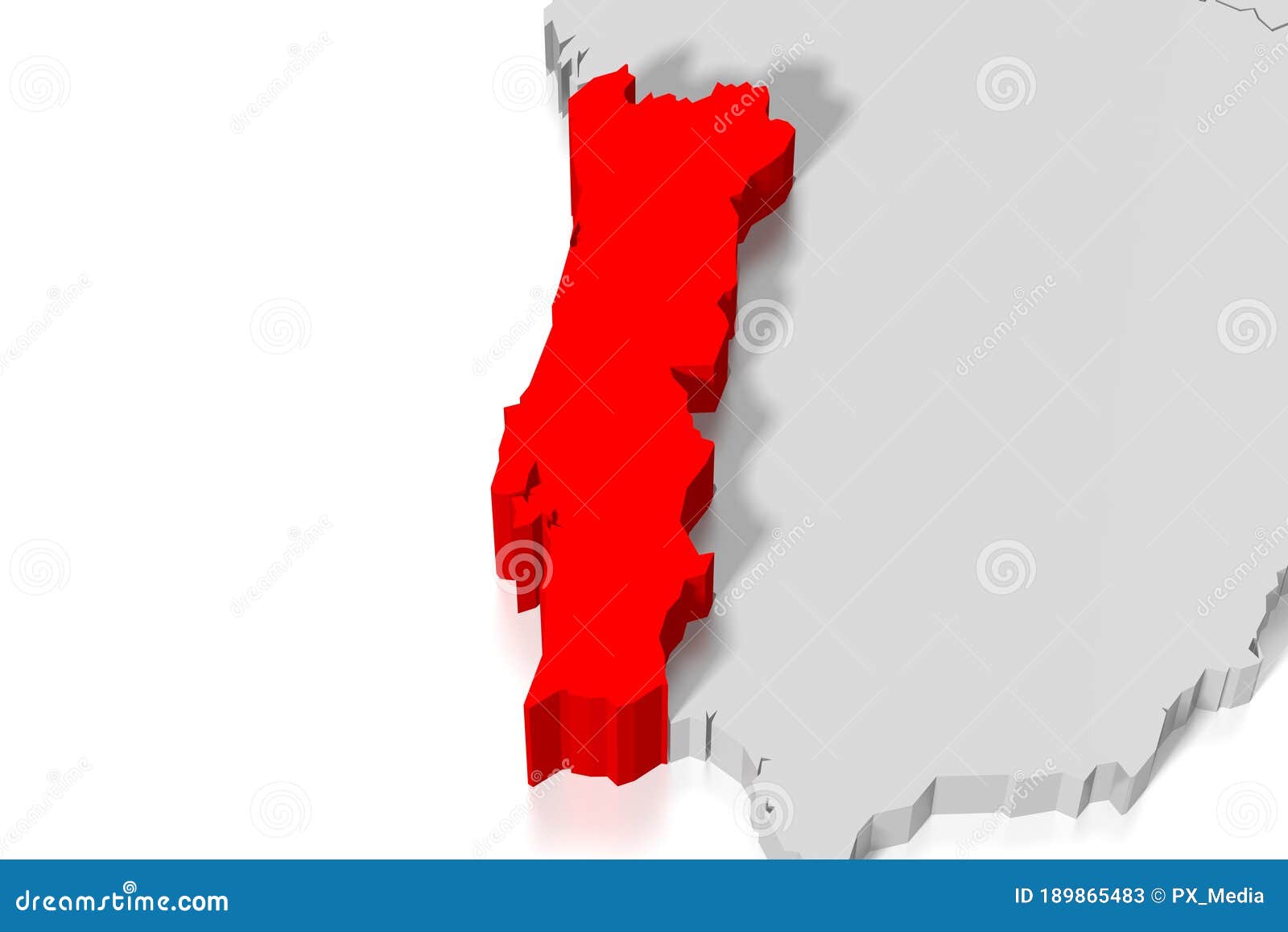 Portugal - Political Map, Red Country Shape, Borders Stock Illustration ...