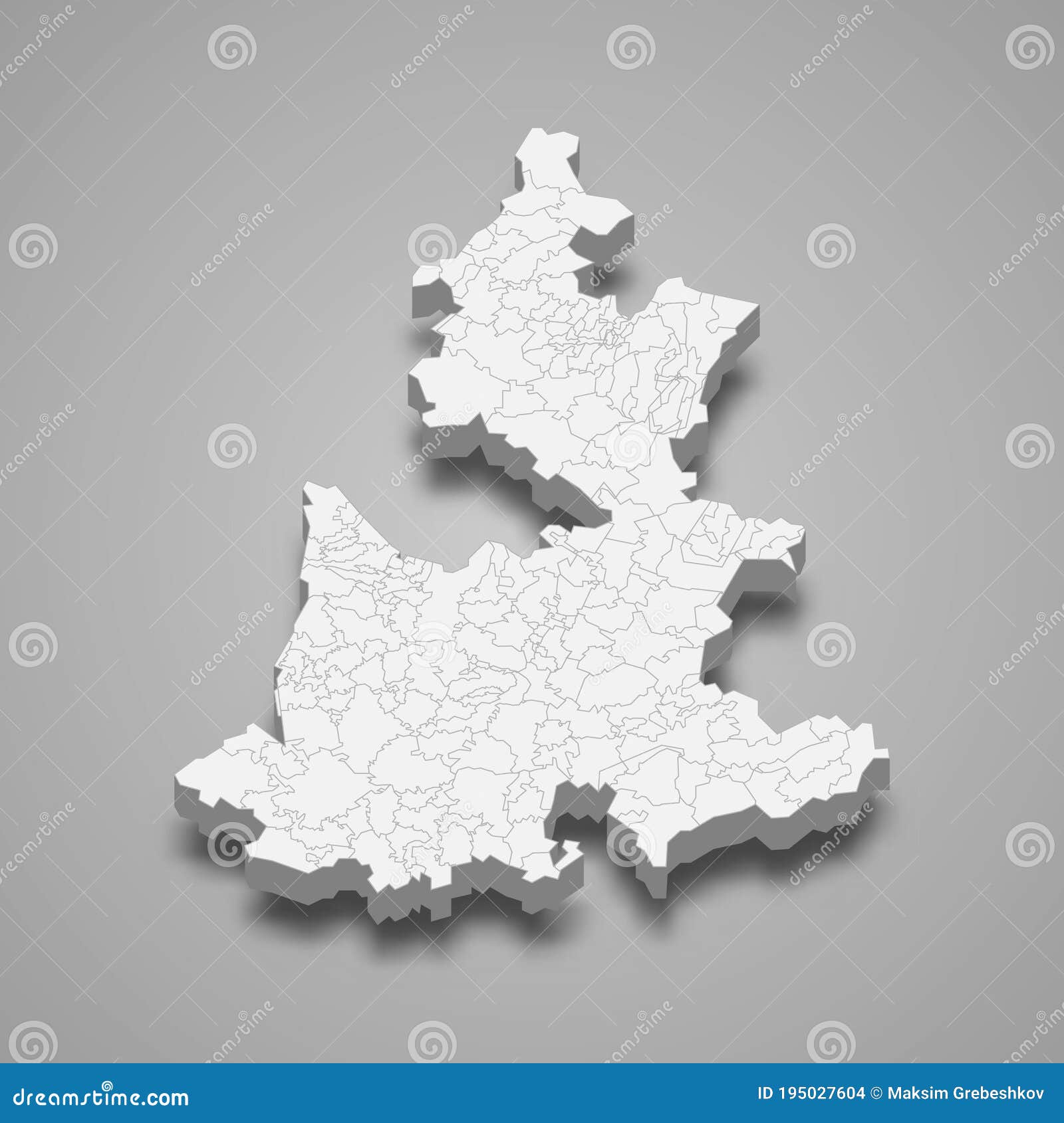 3d Map of Puebla is a State of Mexico Stock Illustration - Illustration ...