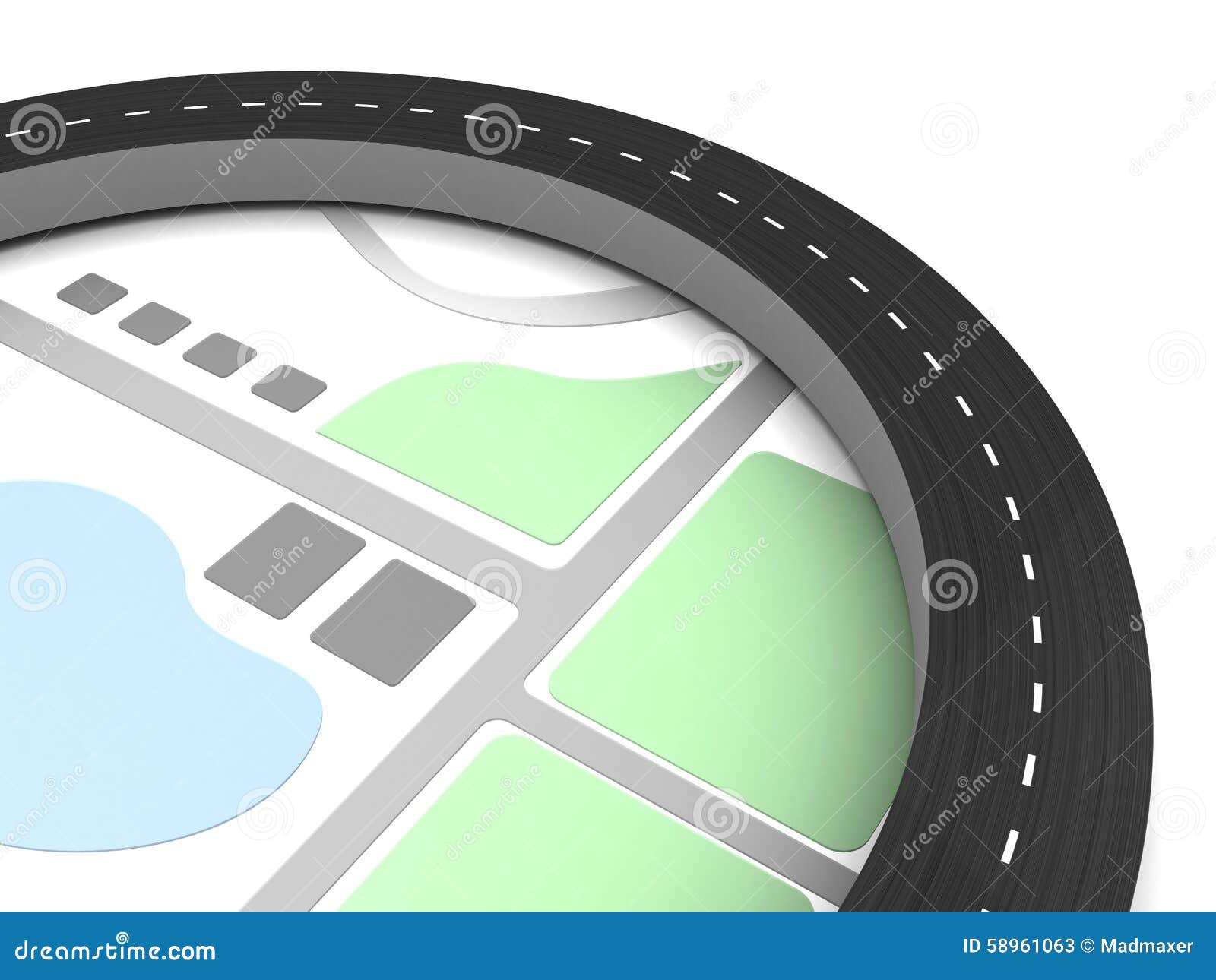 3d map with road stock illustration. Illustration of discovery - 58961063