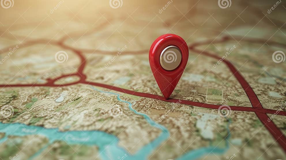 3D Map Showcasing Travel Destinations with Locator Mark and Navigation ...