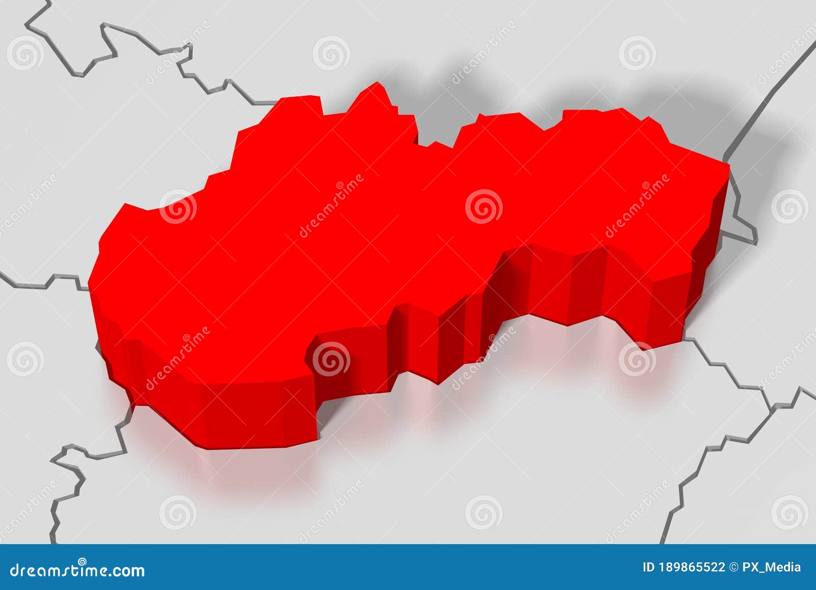 Slovakia - Political Map, Red Country Shape, Borders Stock Illustration ...