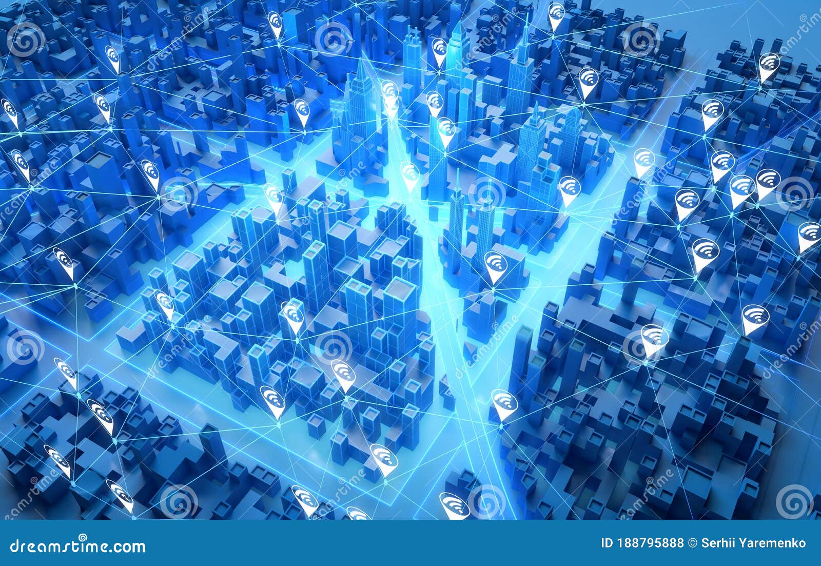 3D map of smart city stock illustration. Illustration of technology ...