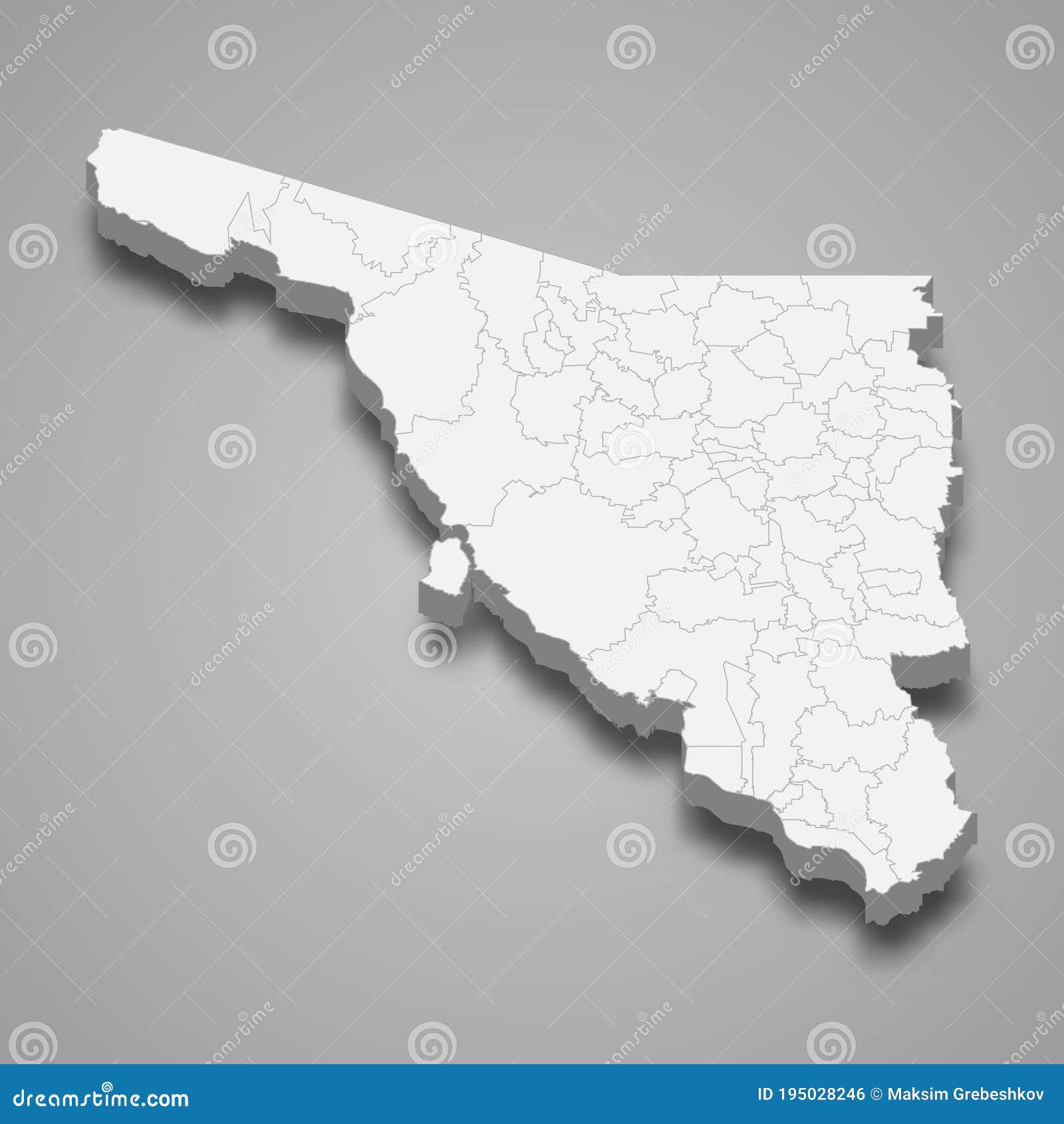 3d Map of Sonora is a State of Mexico Stock Illustration - Illustration ...