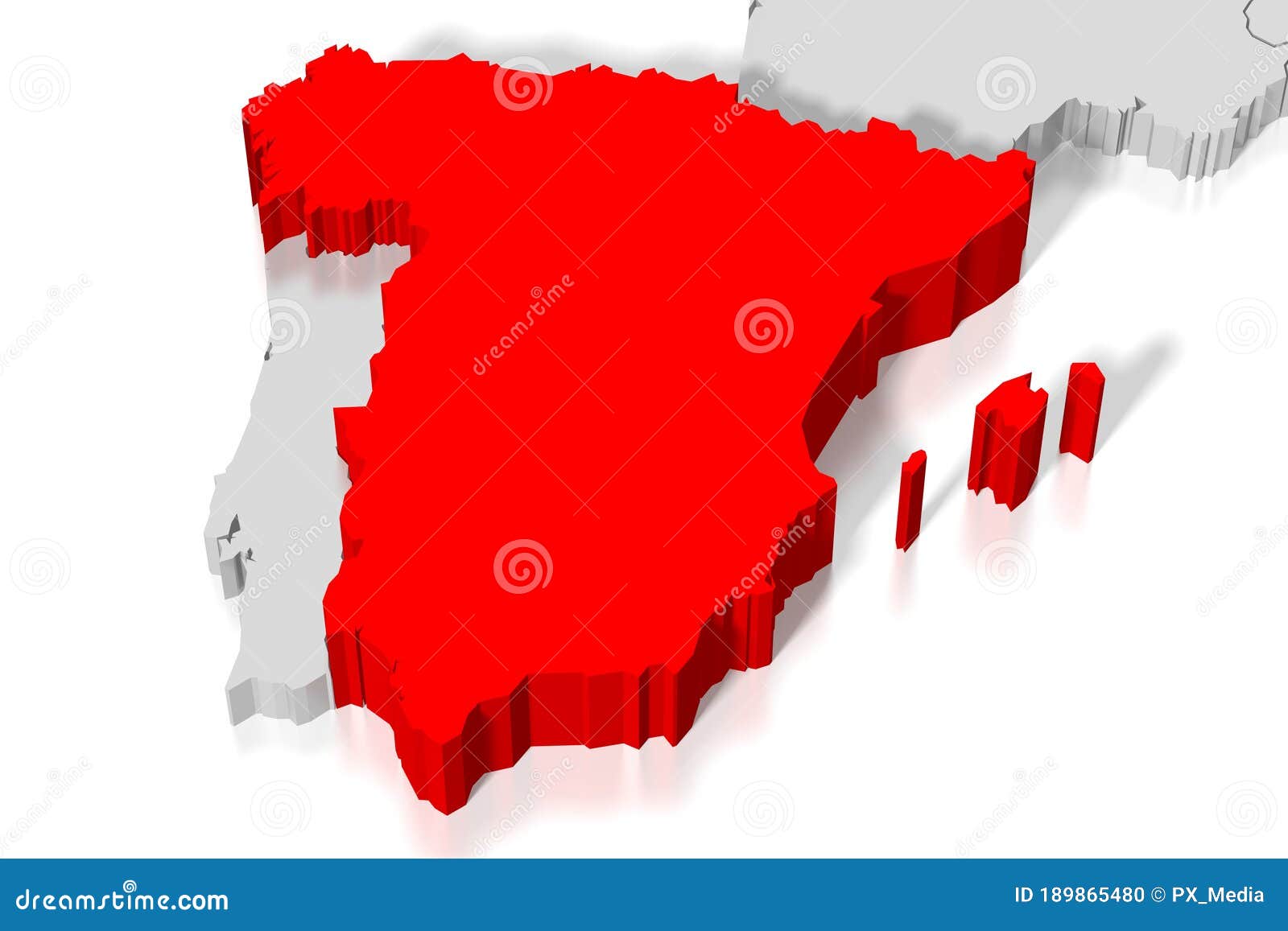 Spain - Political Map, Red Country Shape, Borders Stock Illustration ...