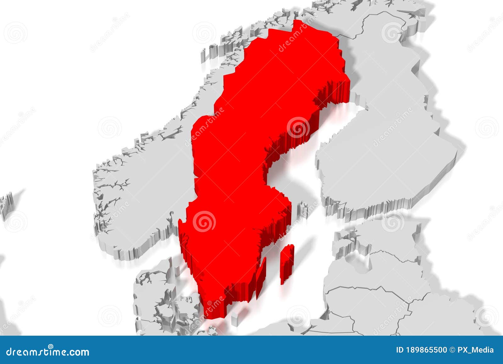 Sweden - Political Map, Red Country Shape, Borders Stock Illustration ...