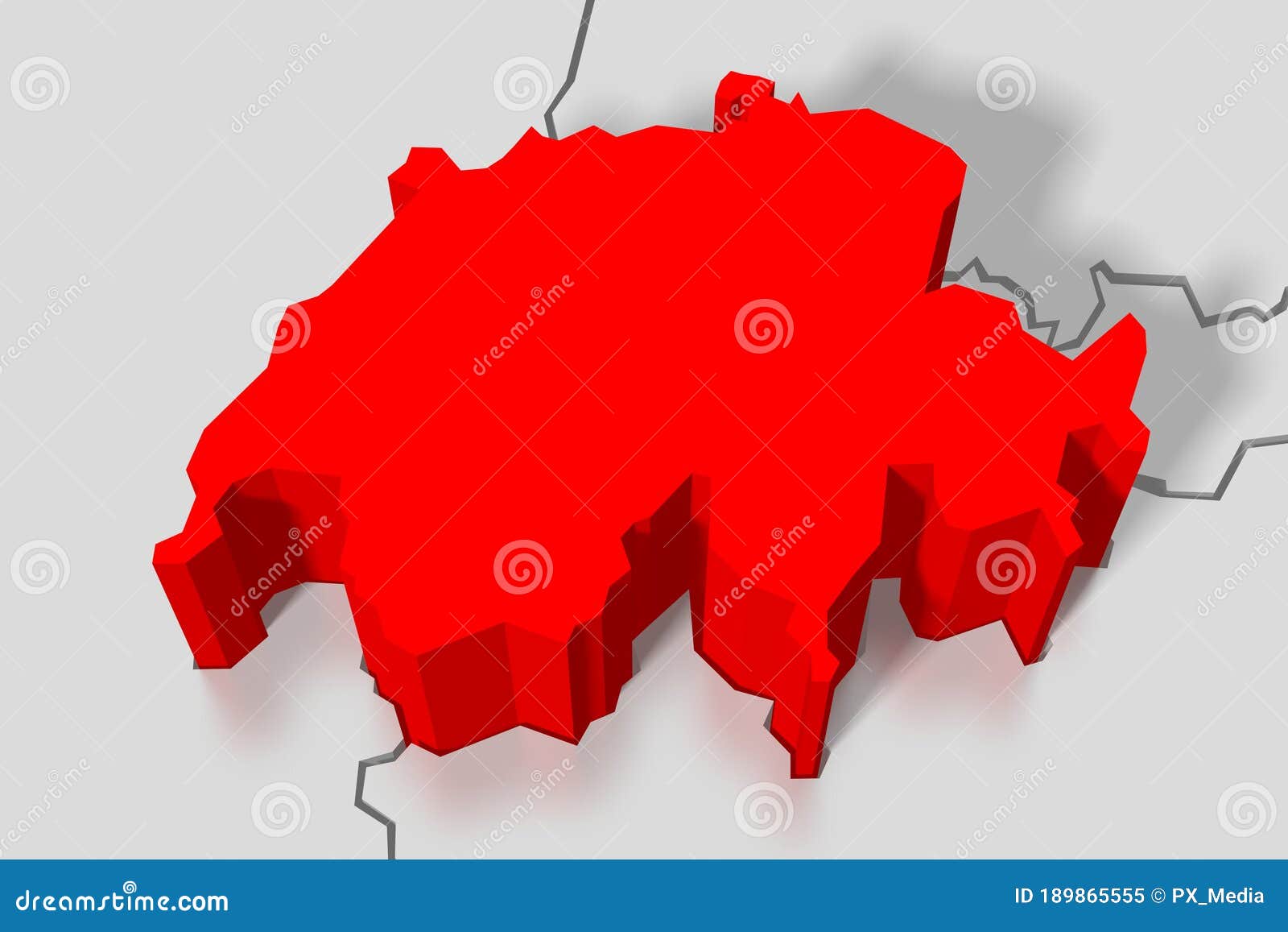 Switzerland - Political Map, Red Country Shape, Borders Stock ...