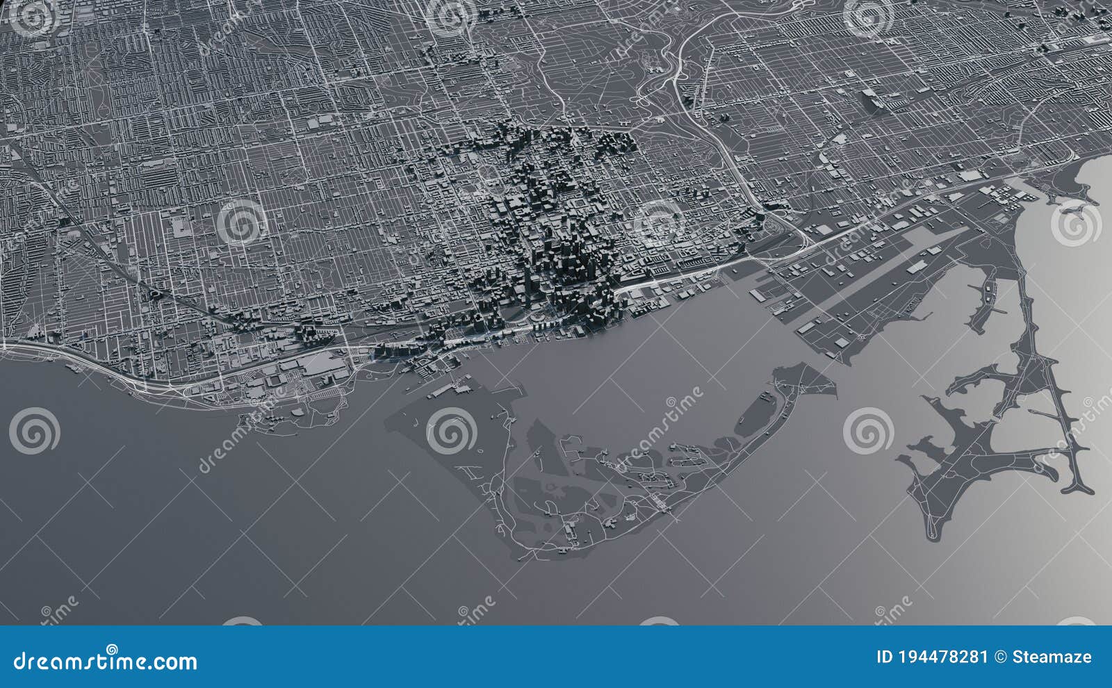 Toronto city 3d map. stock illustration. Illustration of houses - 194478281