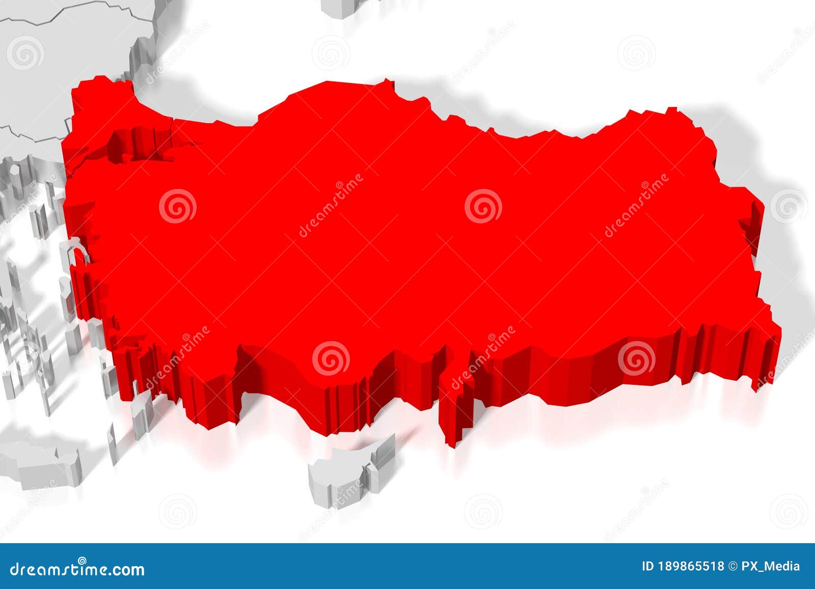Turkey - Political Map, Red Country Shape, Borders Stock Illustration ...