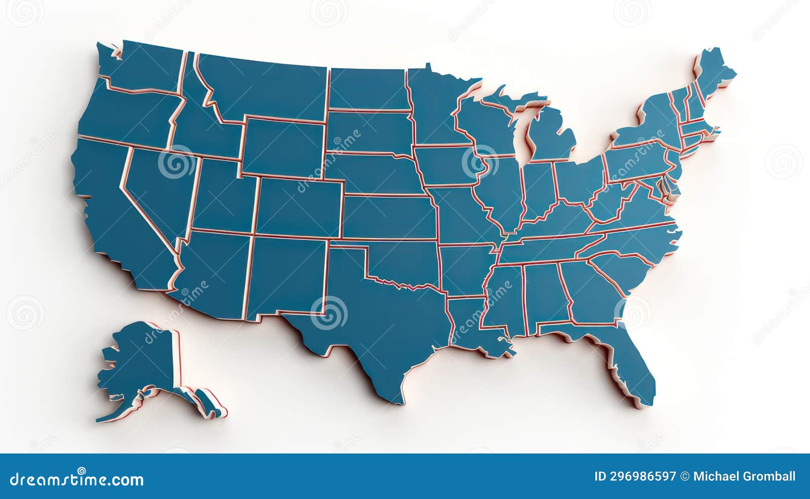 3d Map of the United States Isolated on White Created with Generative ...