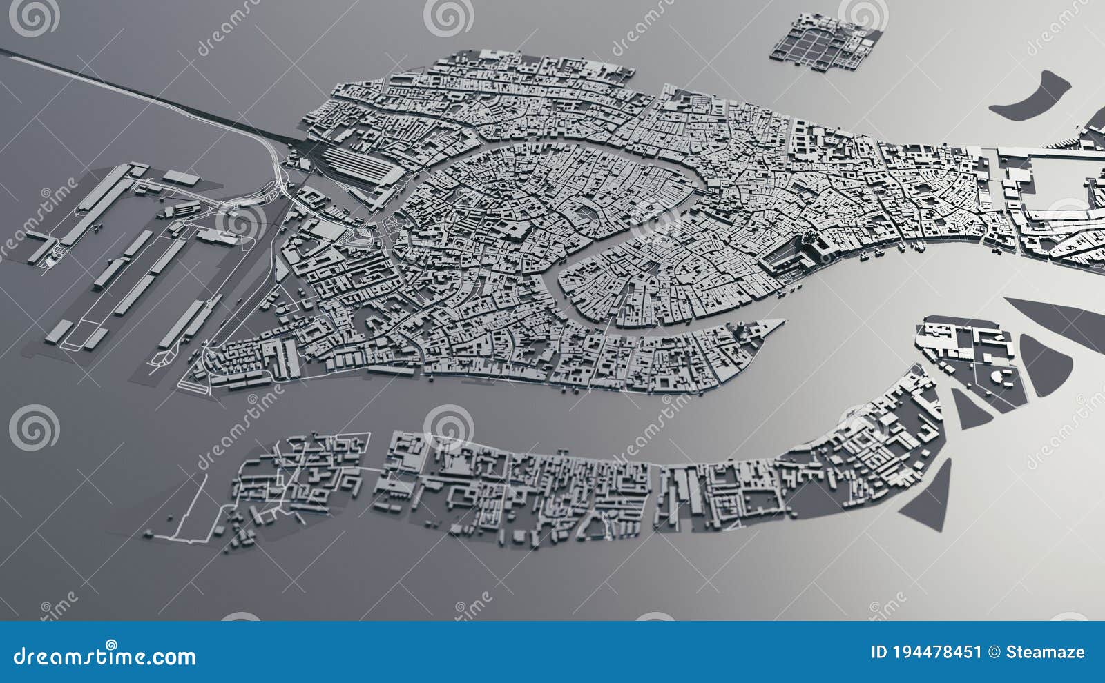 Satellite Map Of Venice And Surrounding Areas. Veneto, Italy. Vector ...