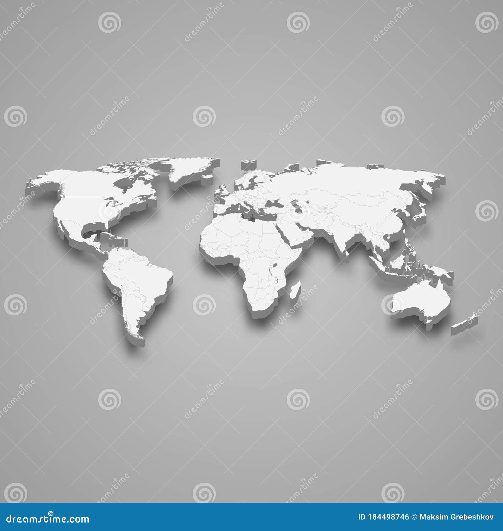 3d Map of World Template for Your Design Stock Illustration ...
