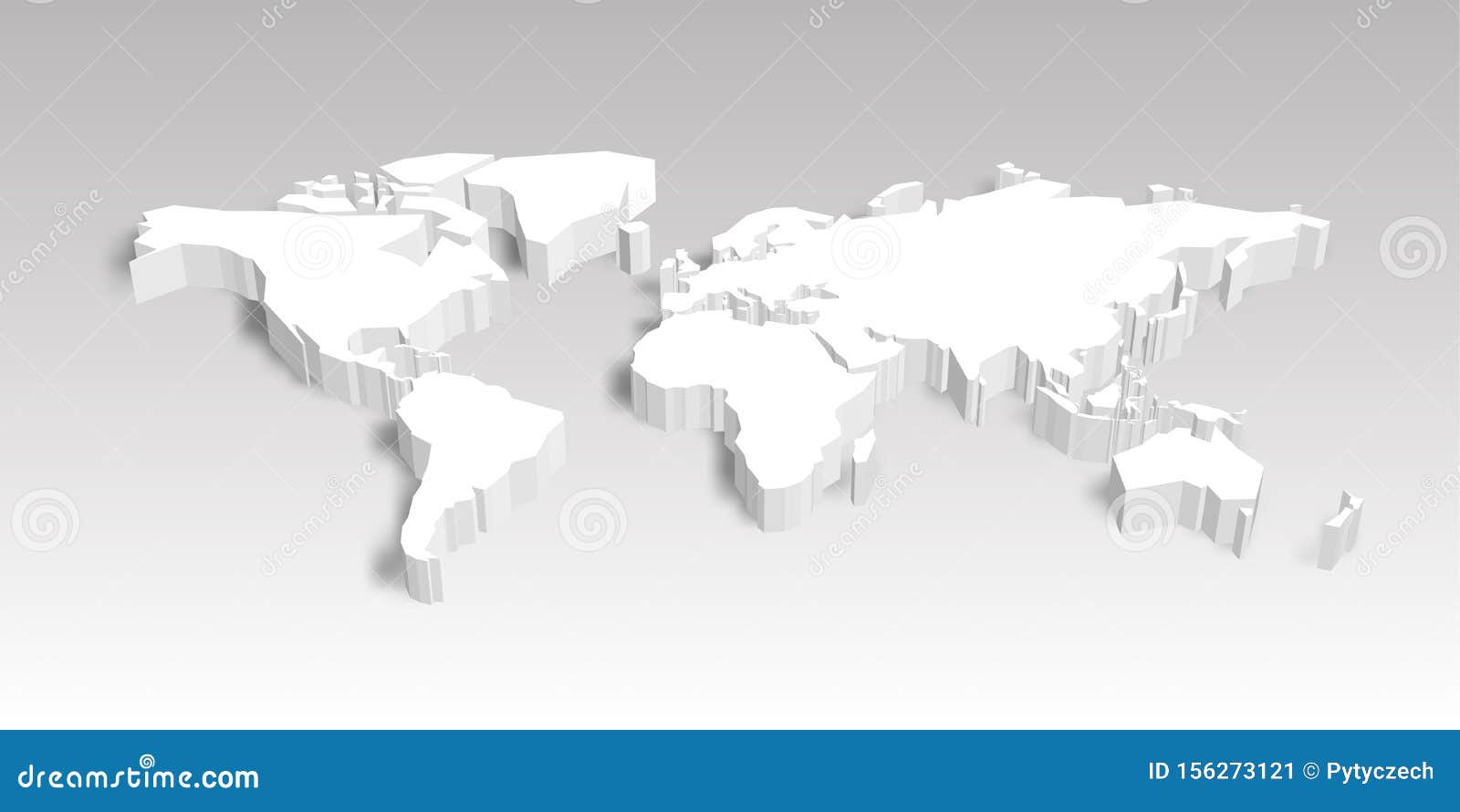 3D Map of World with Shadow. Vector Illustration Stock Vector ...