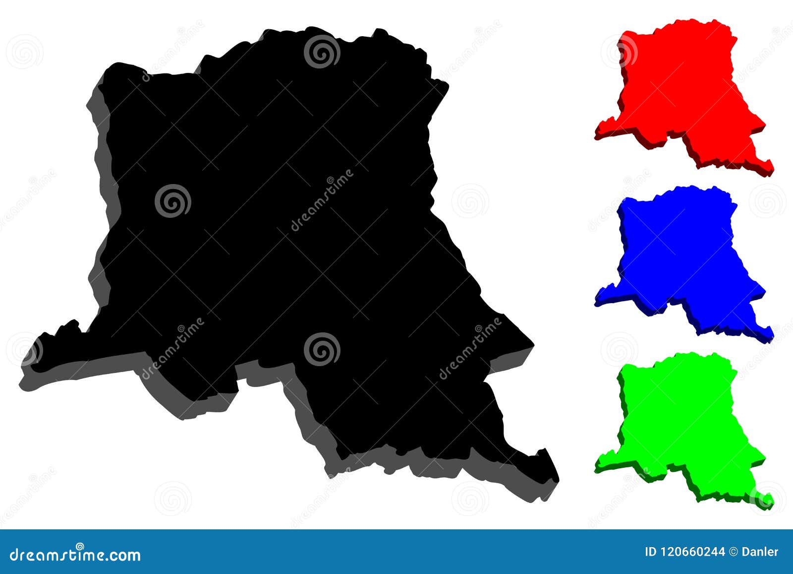 3D Mapa Demokratyczna Republika Kongo Ilustracji - Ilustracja złożonej ...