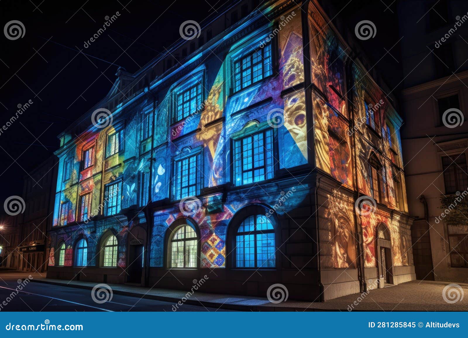 3d Mapping Projection on a Building Facade Stock Image - Image of ...