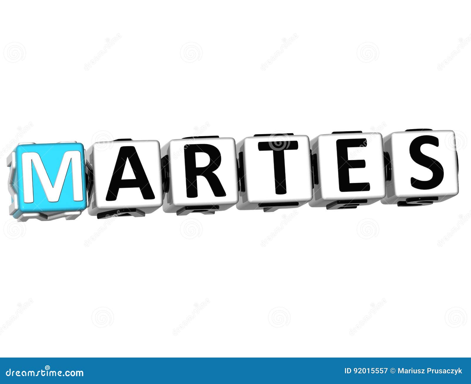 3D Martes Block Text on White Background Stock Illustration ...