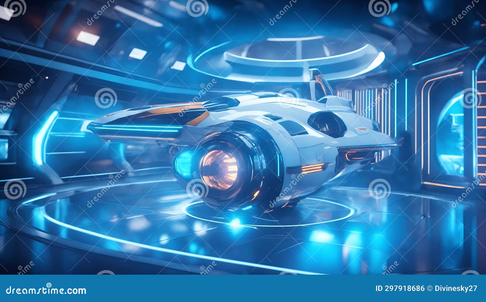 3D Marvel: Ai Tech Spaceship in Vibrant Detail. Ai Generated Stock ...