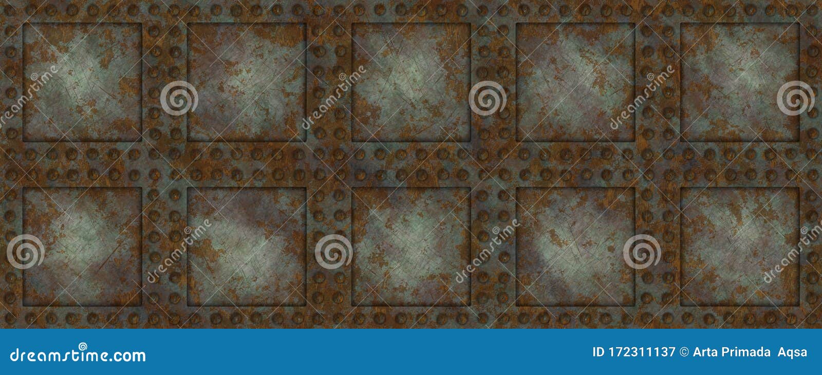 3d Material Steampunk Grunge Metal Panel Block with Rusty Texture Stock ...