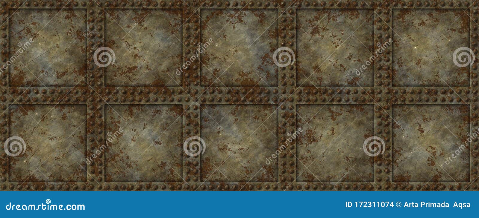 3d Material Steampunk Grunge Metal Panel with Rusty Texture Stock ...