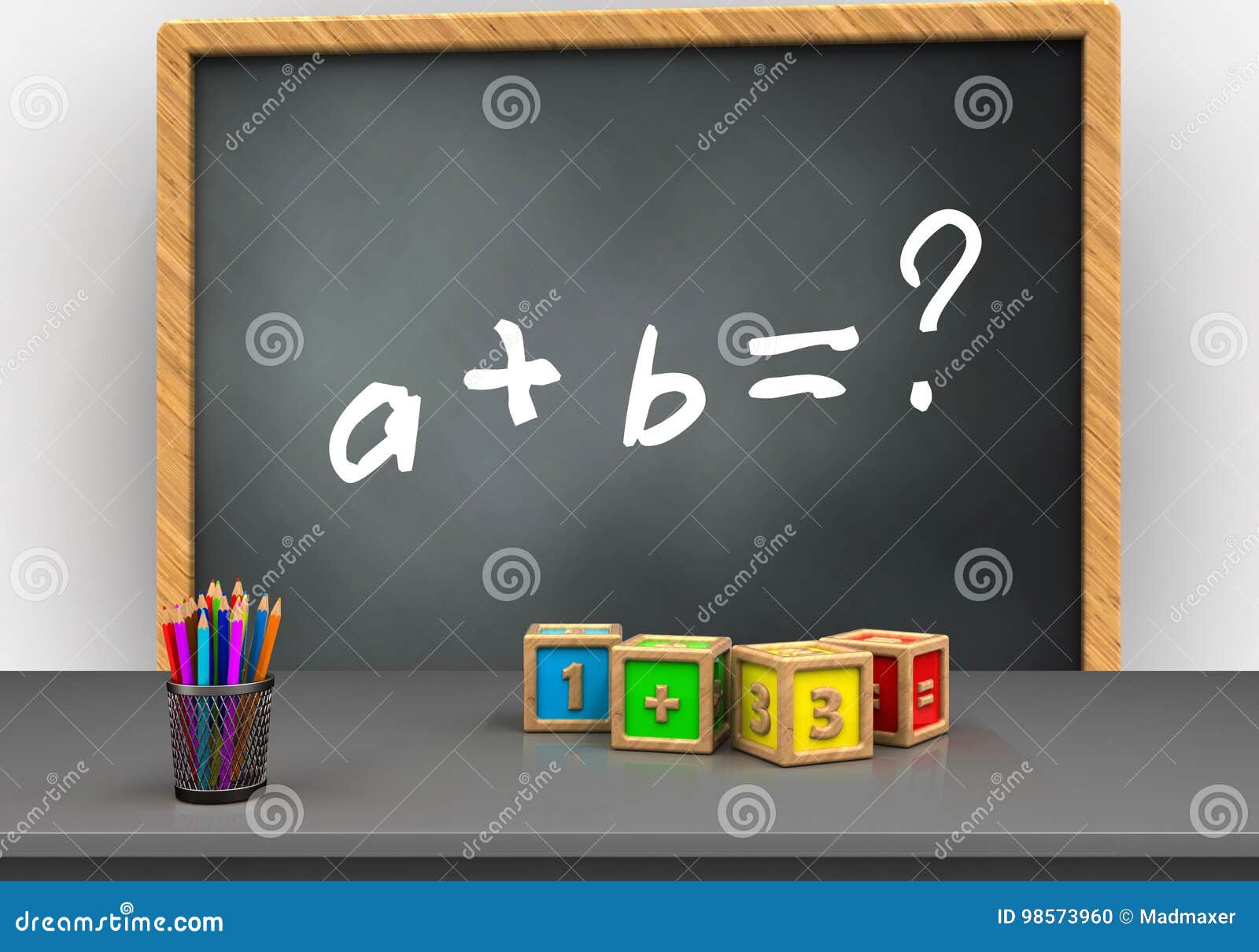 3d math exercise stock illustration. Illustration of cubes - 98573960