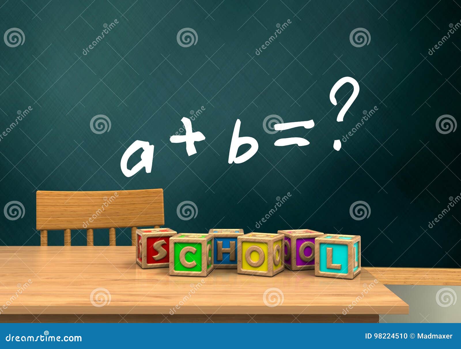 3d math exercise stock illustration. Illustration of chair - 98224510