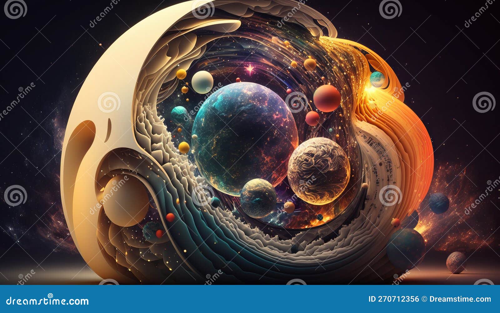 3D Mathematical Representation of the Universe. AI Generative. Stock ...