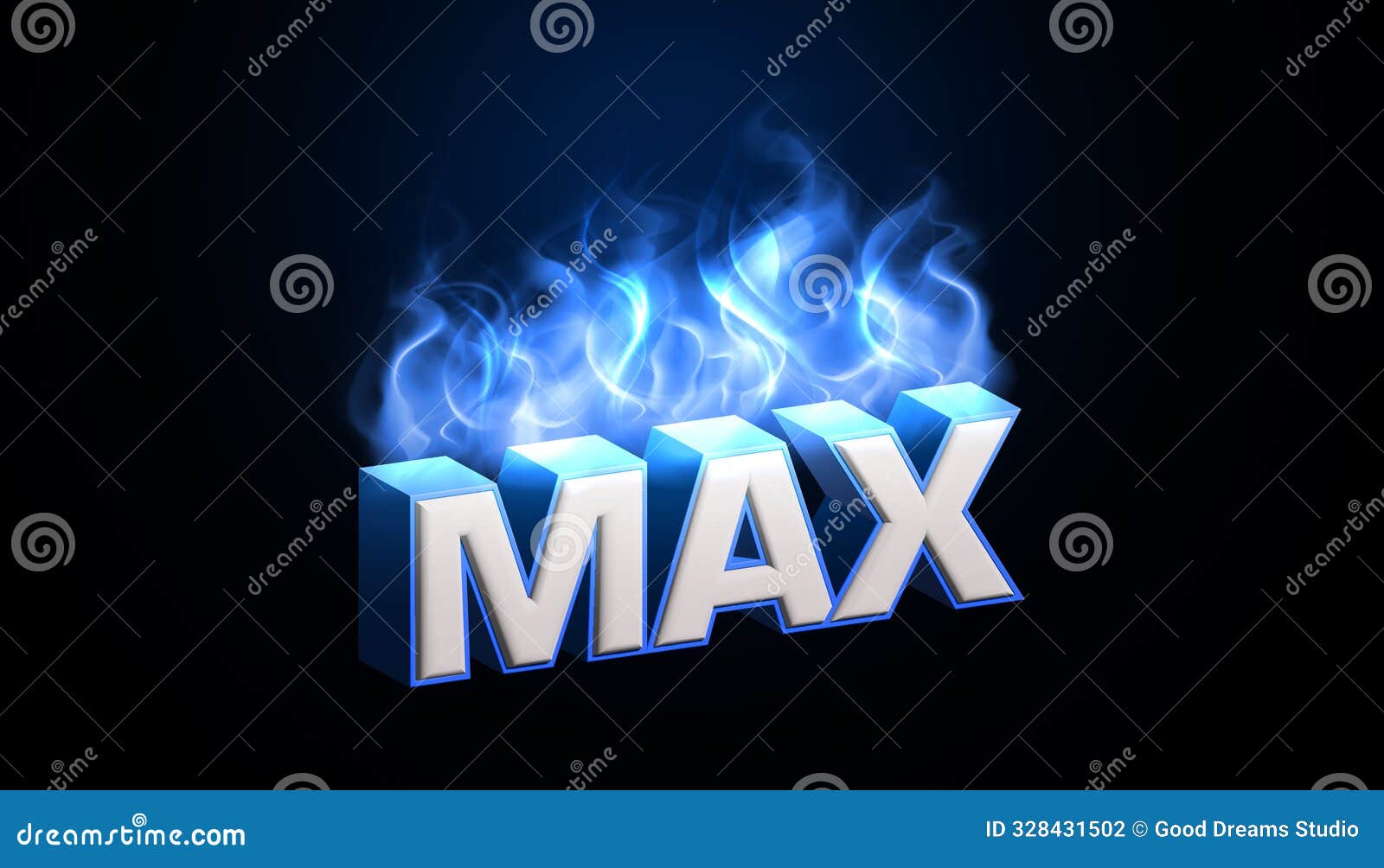 3D MAX Text and Effect on a Black Background Stock Illustration ...