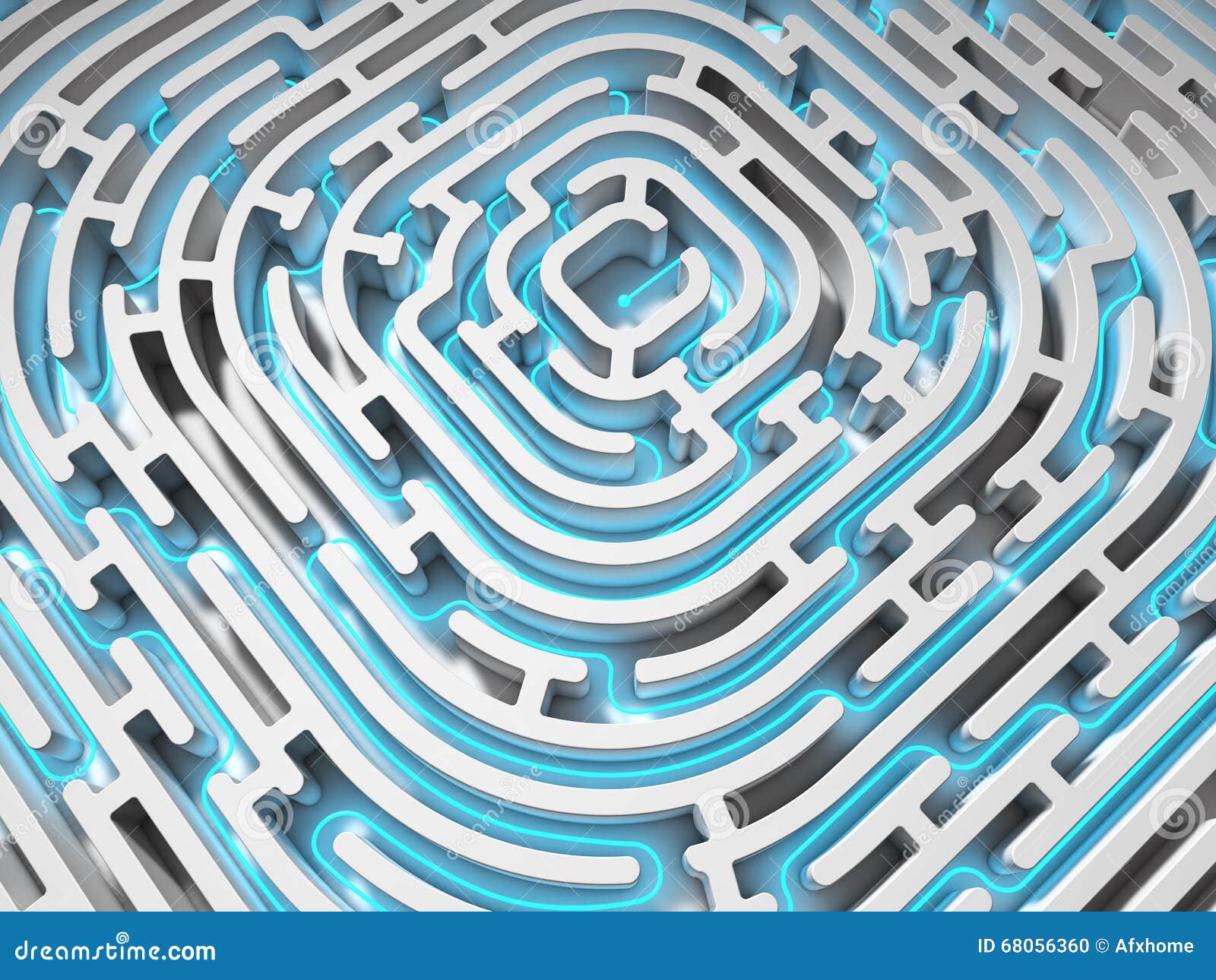3D Maze with blue path stock illustration. Illustration of decision ...