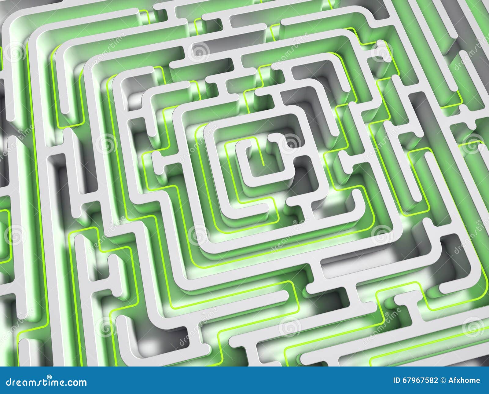 3D Maze with green path stock illustration. Illustration of direction ...