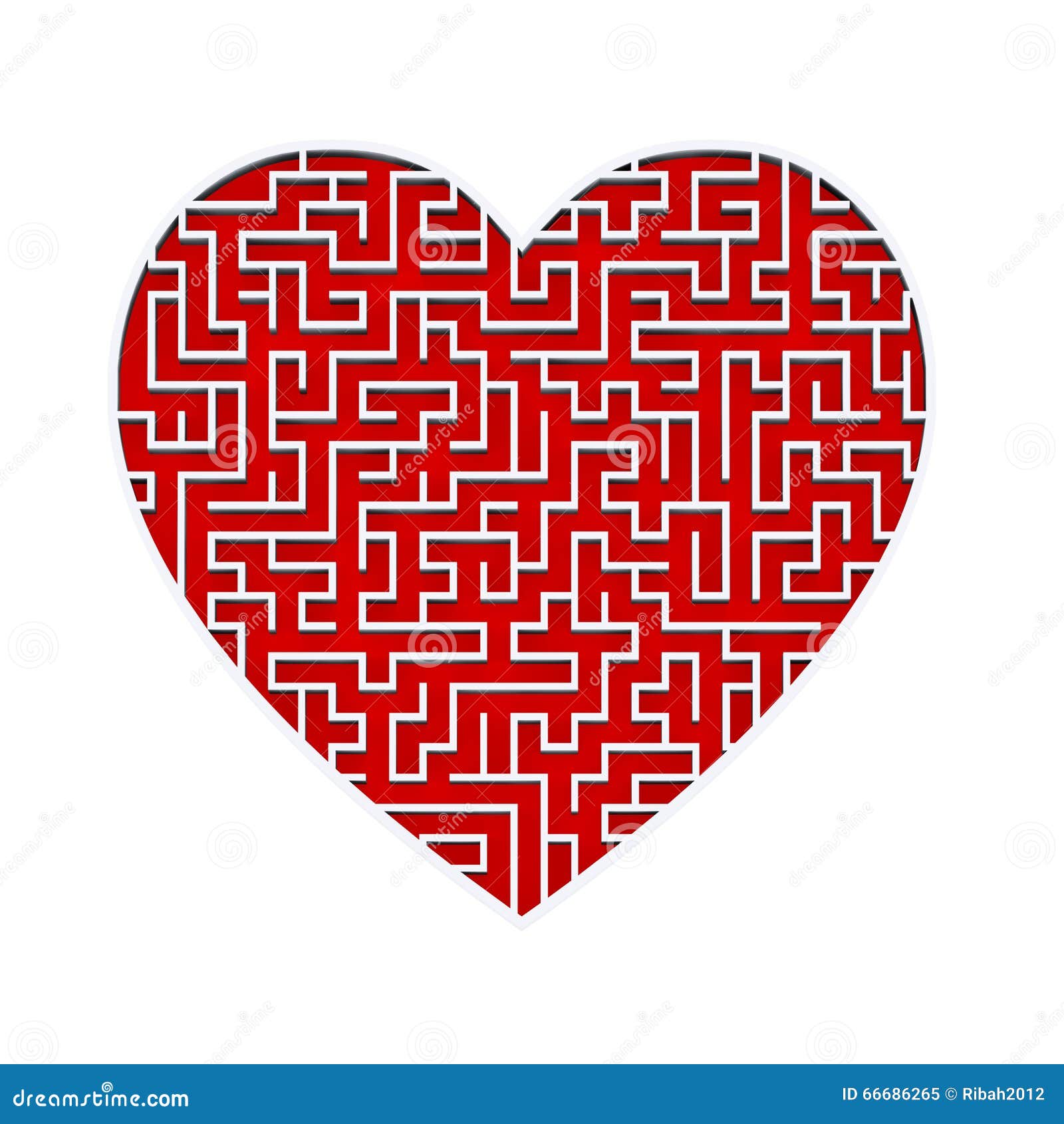 3d maze heart stock illustration. Illustration of idea - 66686265
