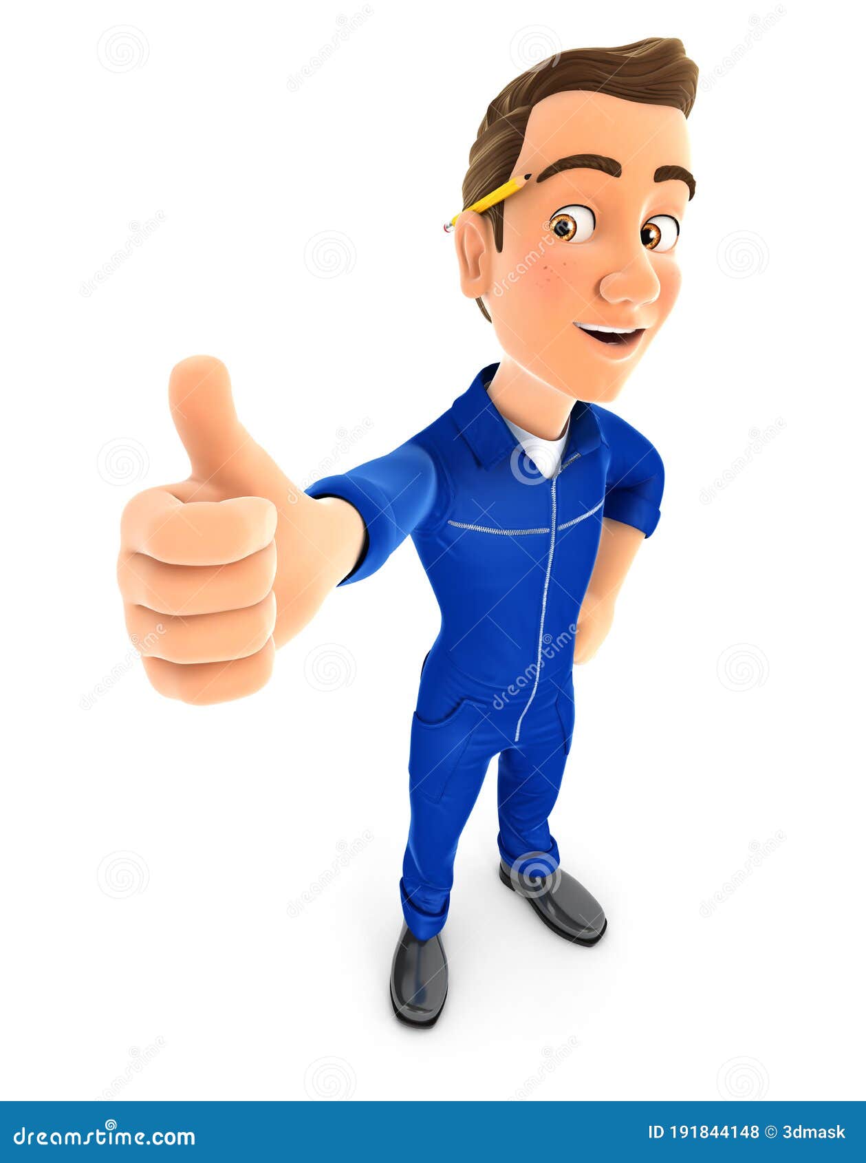 Mechanic Standing With Raised Arms Up. Cartoon Vector | CartoonDealer ...