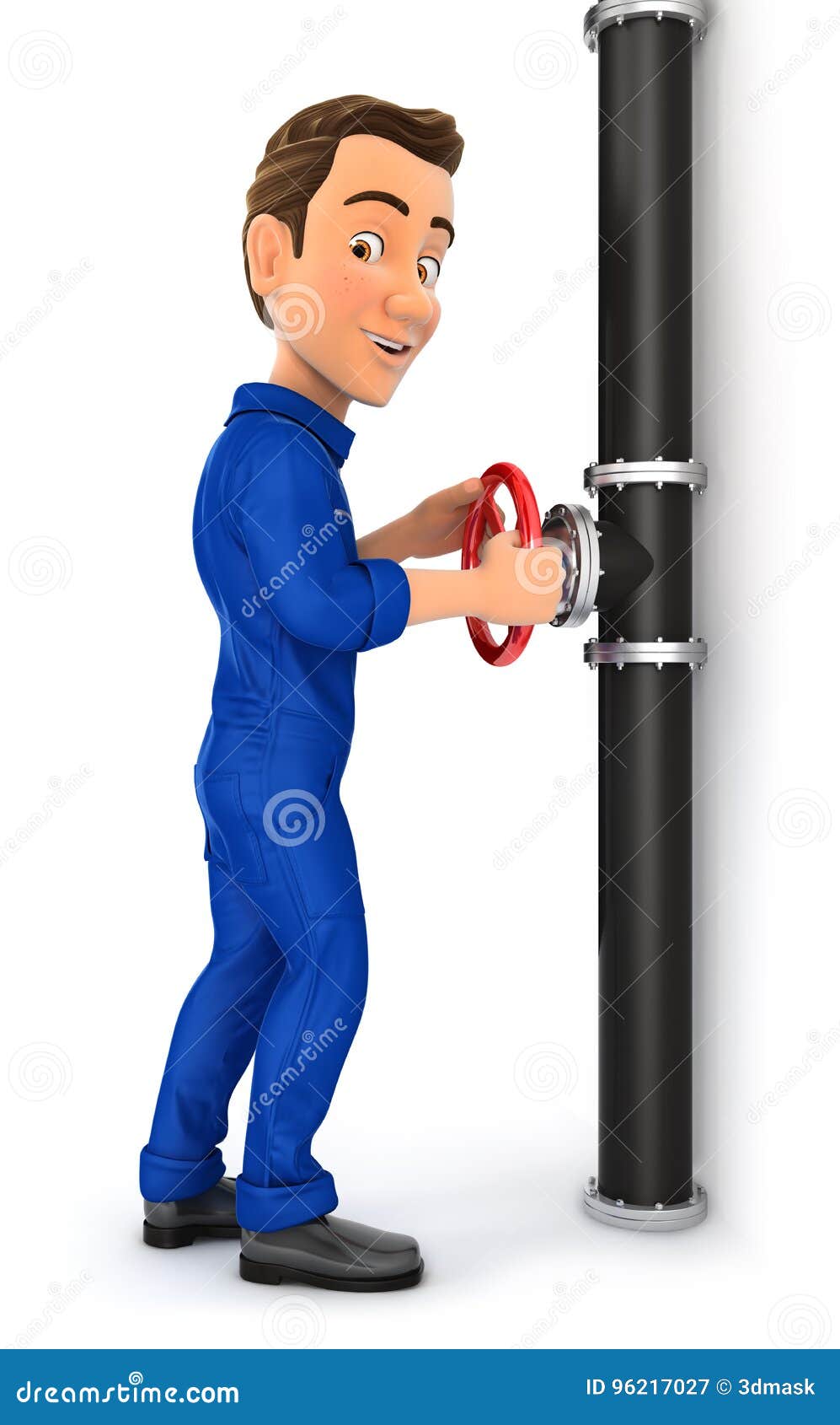 Man Turning Big Valve Royalty-Free Cartoon | CartoonDealer.com #18356099