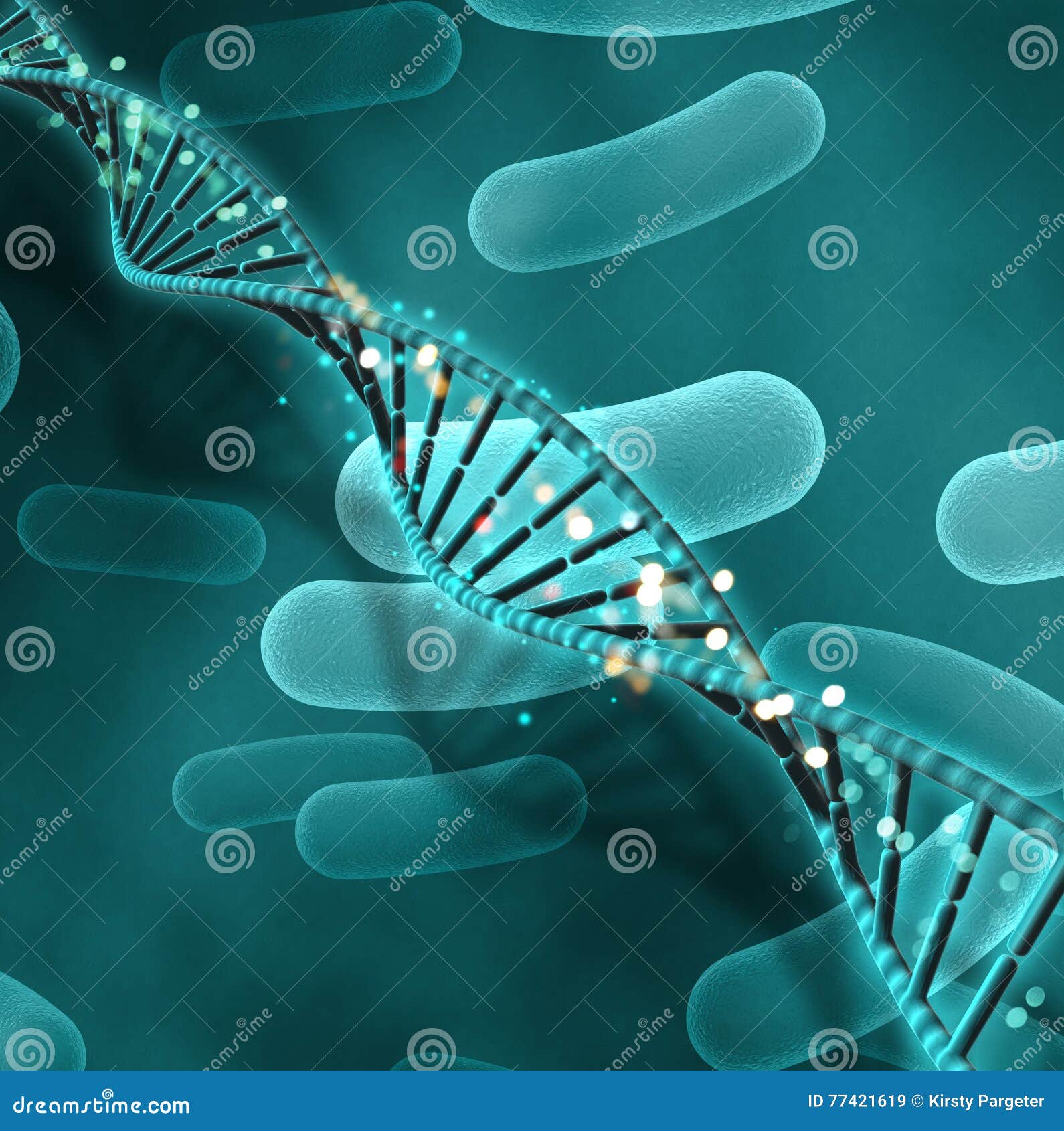 3D Medical Background with Blood Cells and DNA Strand Stock ...